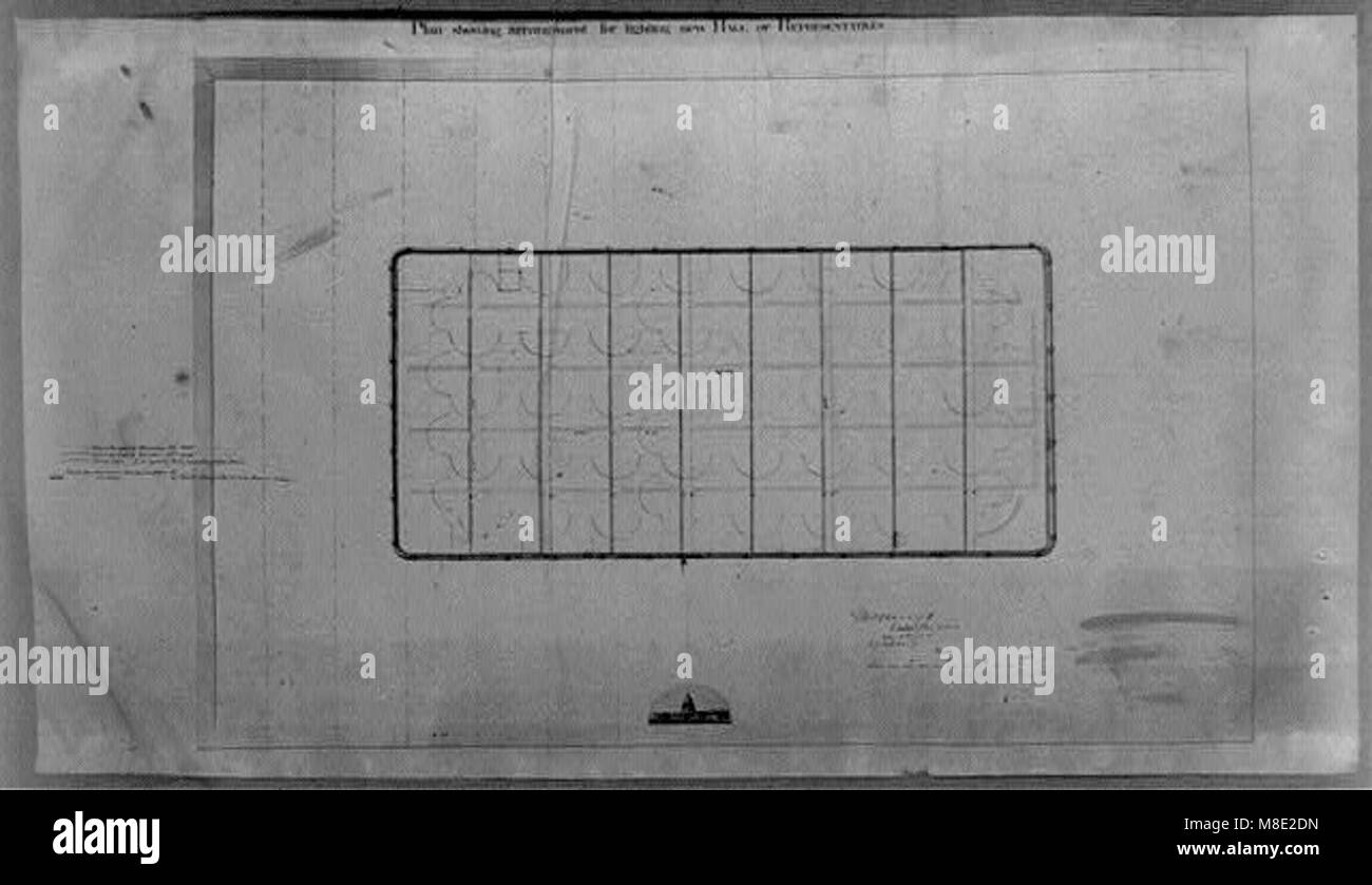 A plan or architectural blueprint detailing the arrangement for ...