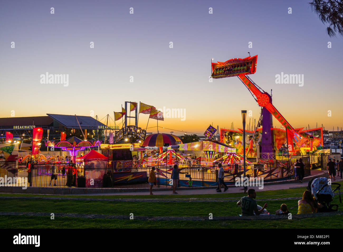 Fair at sunset, Hillary's Boat Harbour, Western Australia Stock Photo ...