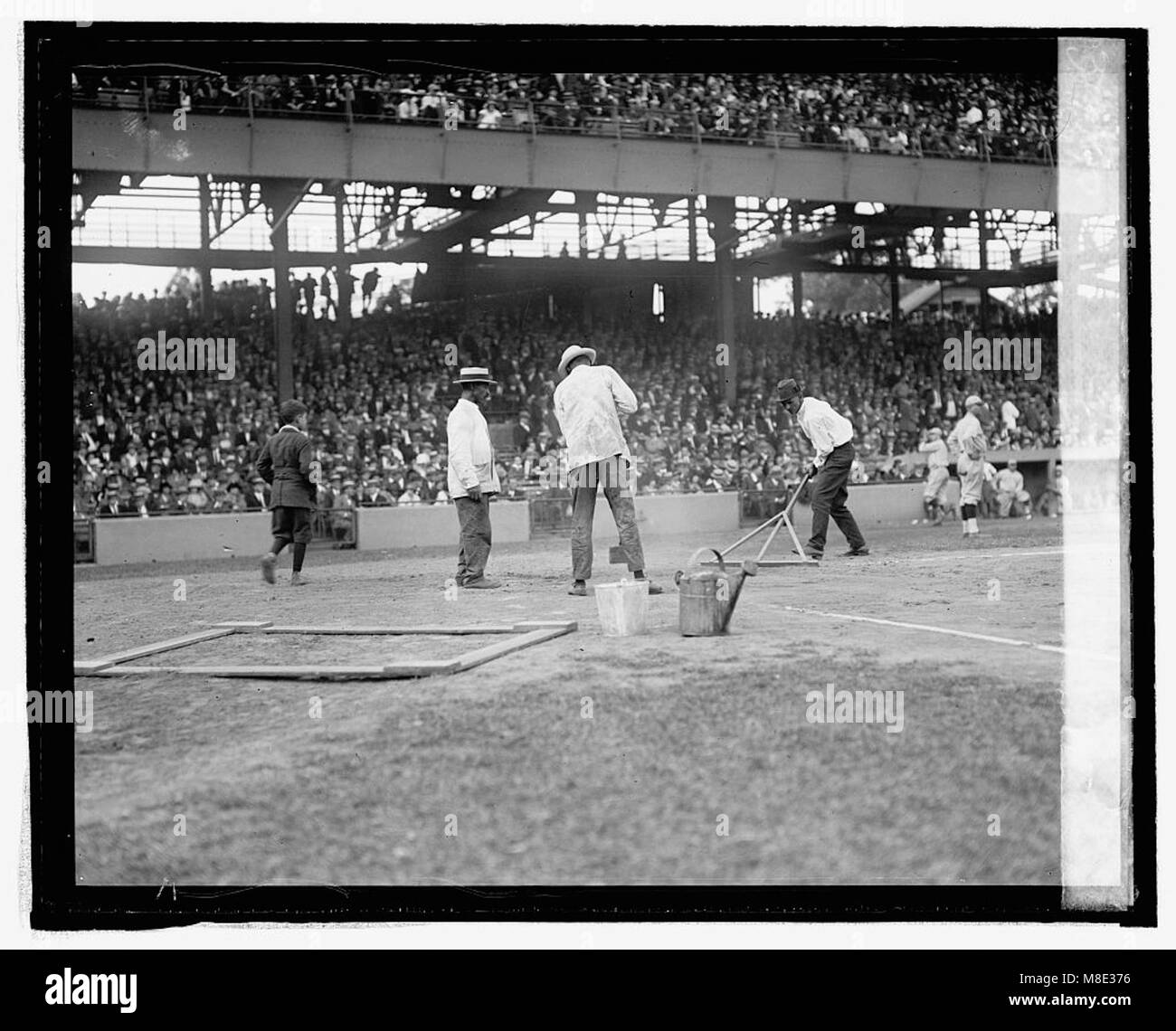 A photograph showing a baseball stadium, capturing the atmosphere of a ...