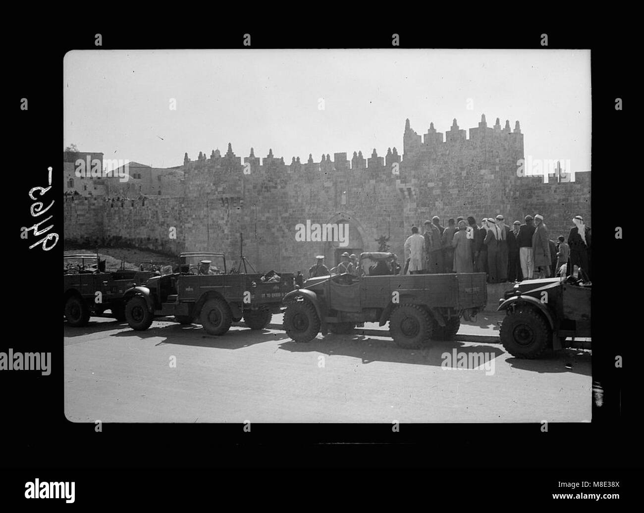 This photograph shows a military cordon outside the Damascus Gate in ...