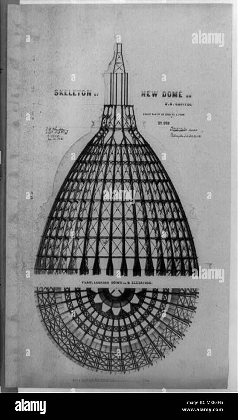A photograph showing the skeleton structure of the new dome under ...