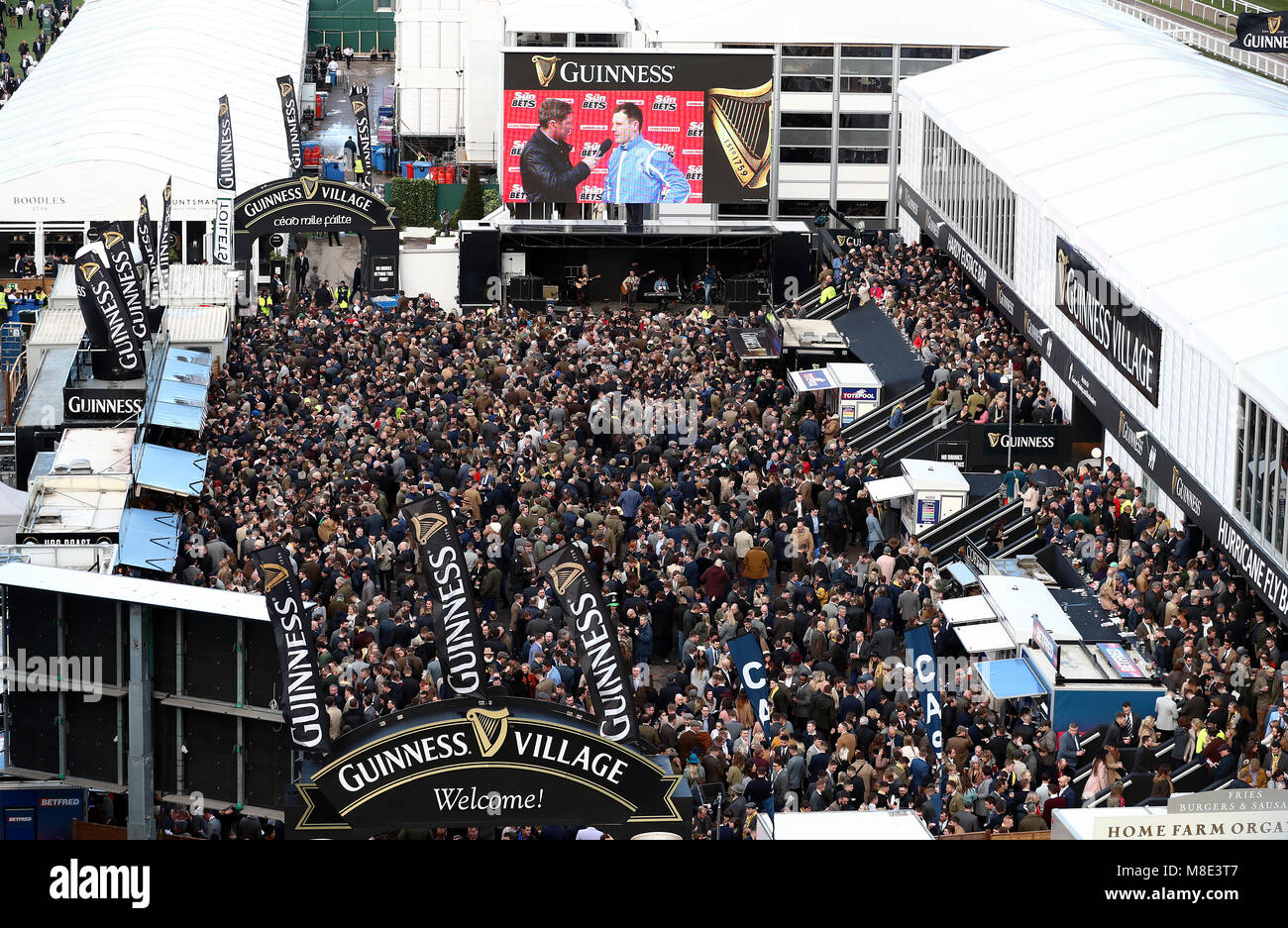 Racegoers in the Guinness Village on St Patrick's Thursday at ...