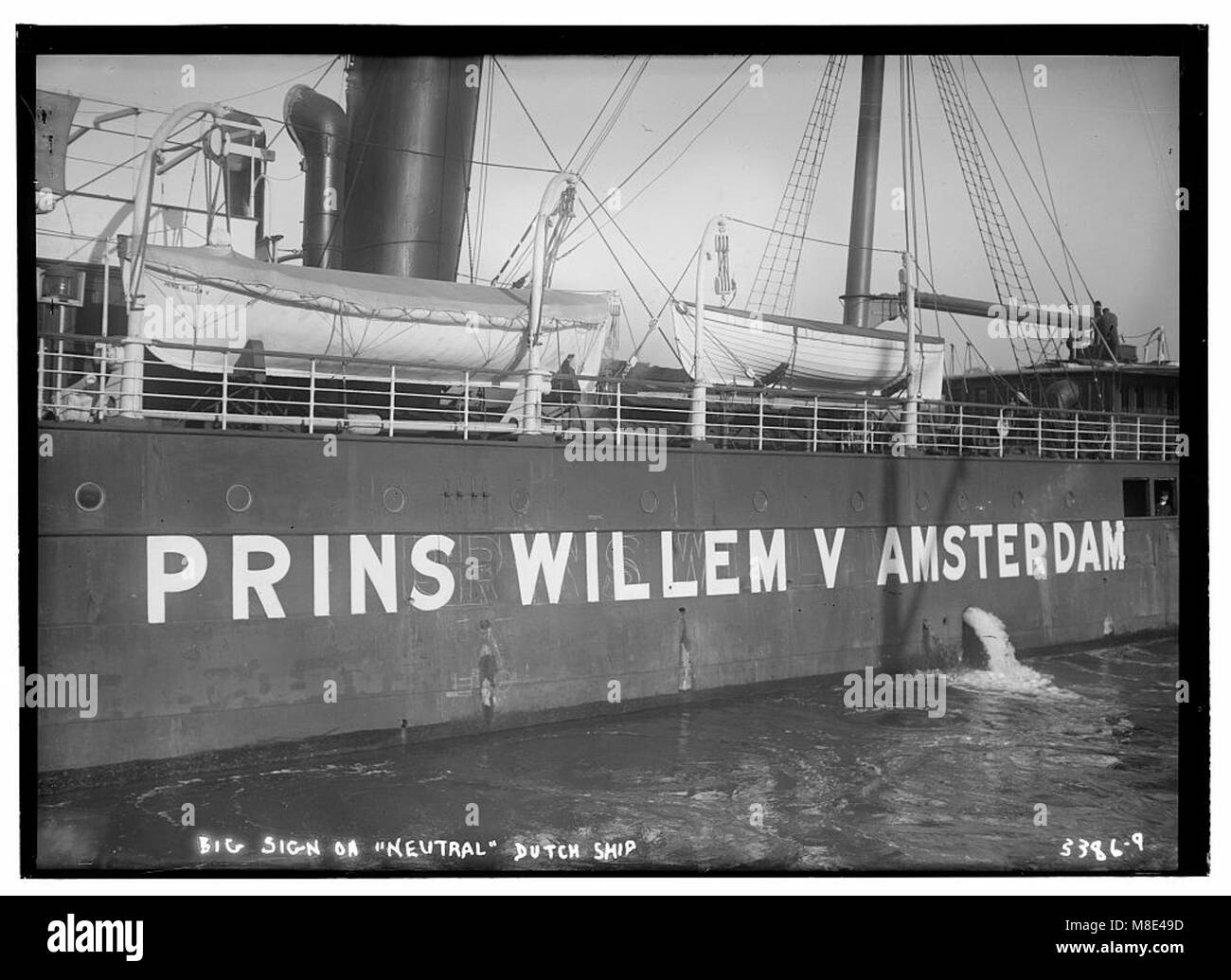 A photograph of the large sign on the 'Prince Willem V Amsterdam,' a ...