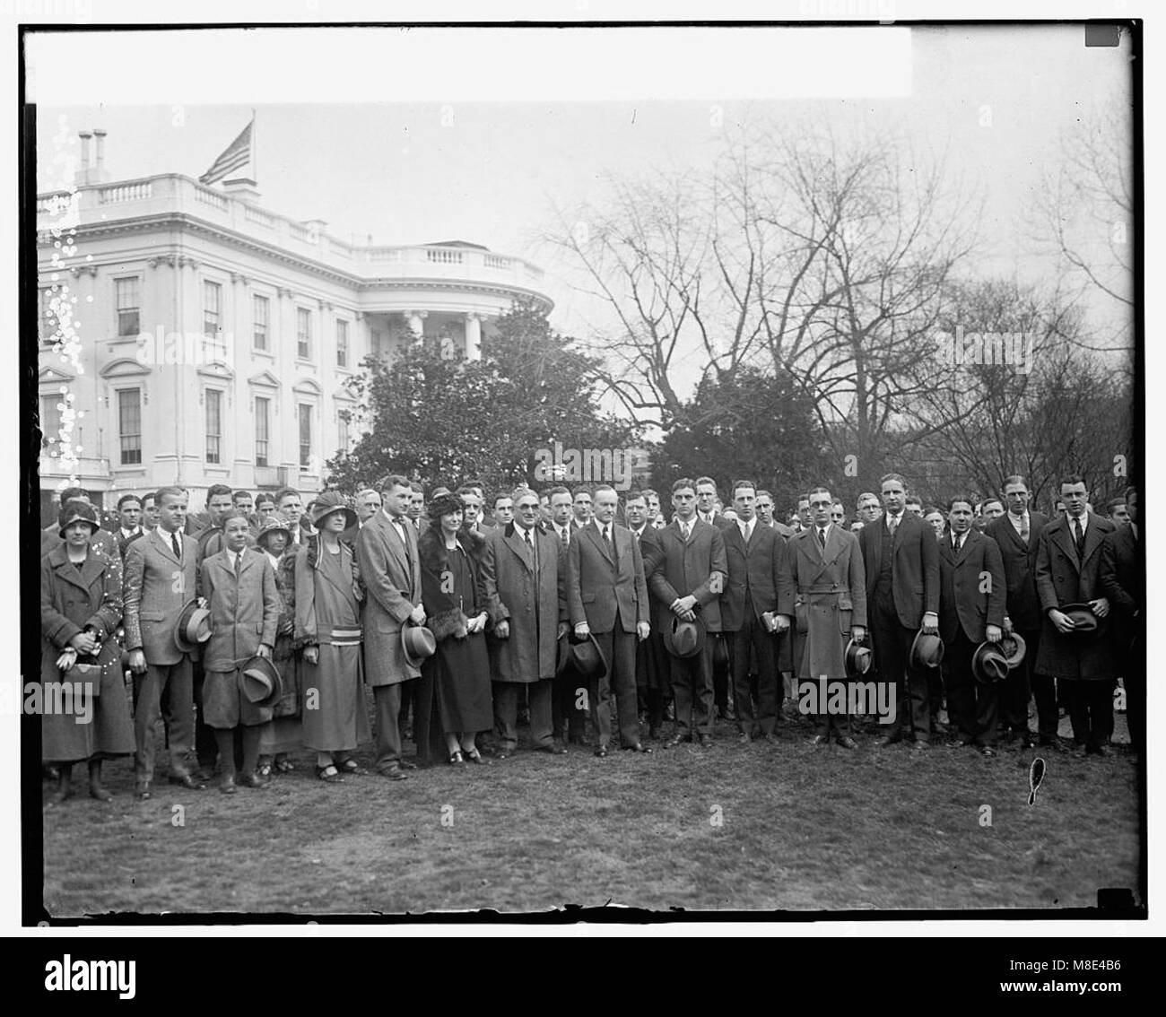 A photograph of university students captured on April 5, 1924, likely ...