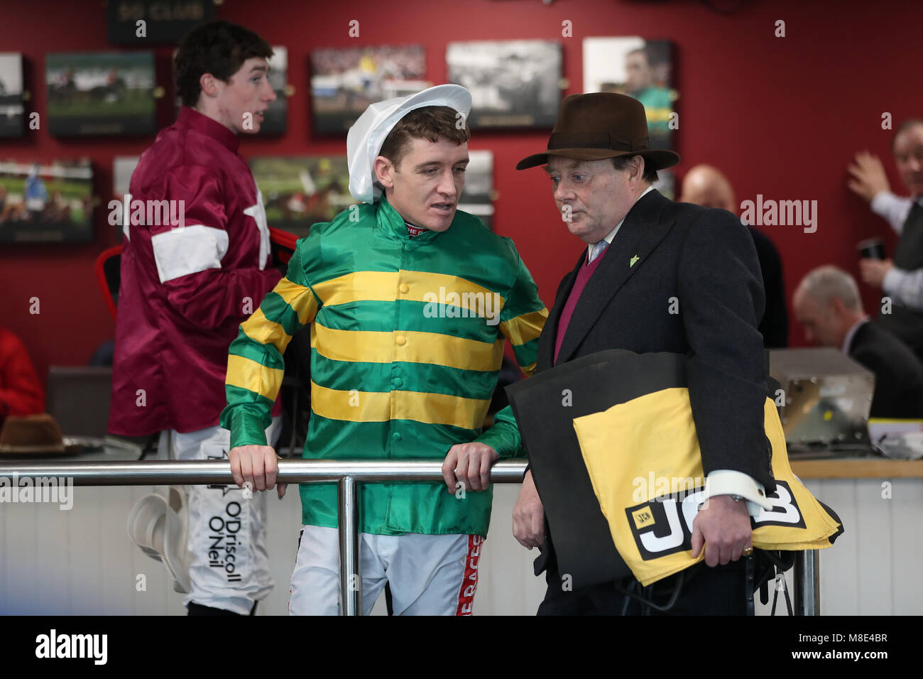Jockey Barry Geraghty And Trainer Nicky Henderson Before The Jcb