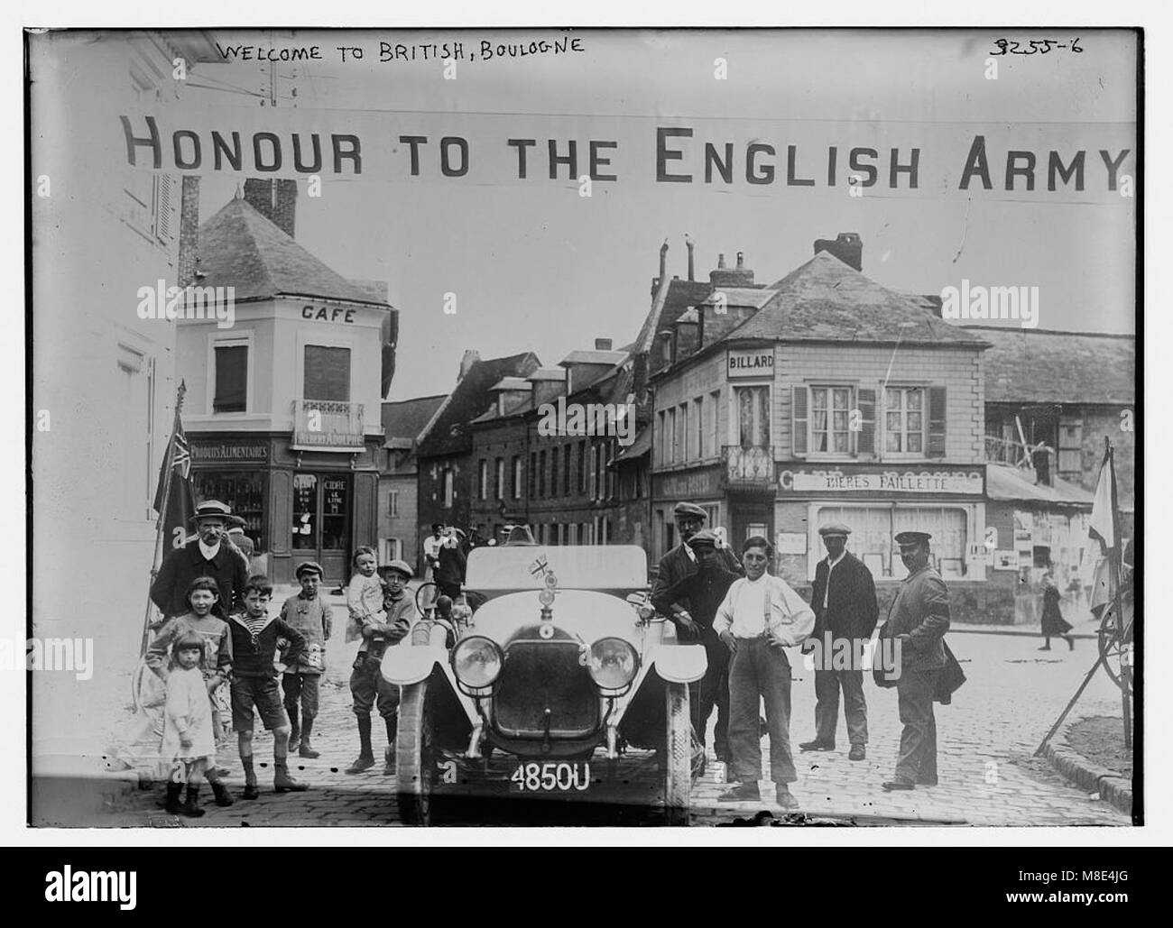 A welcoming sign for British visitors in Boulogne, France, capturing ...
