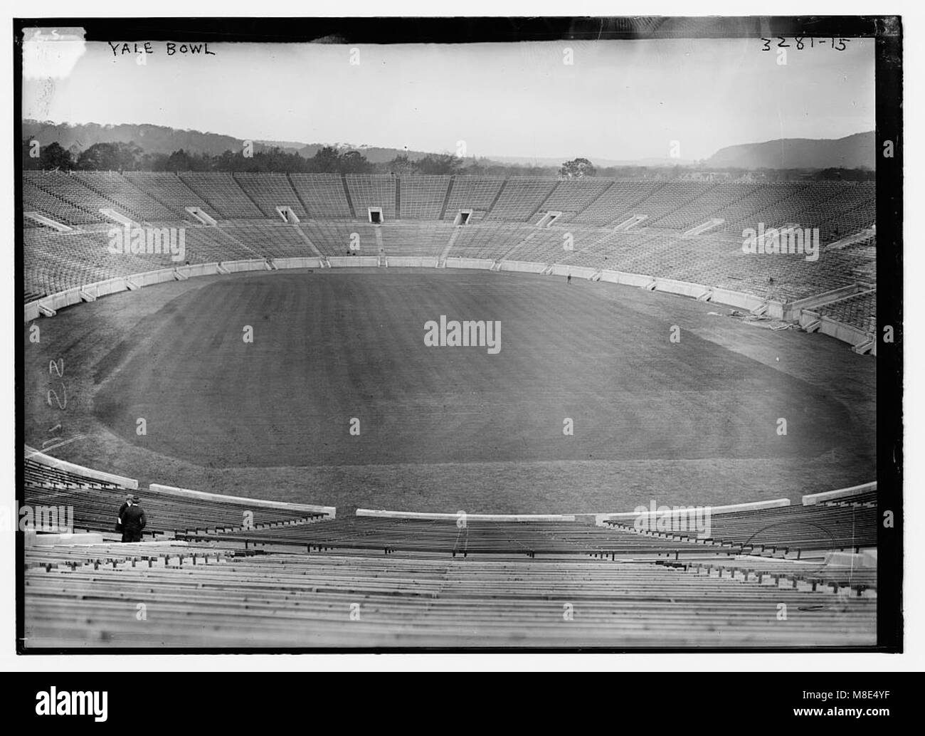 This image captures the Yale Bowl, a prominent sports stadium located ...