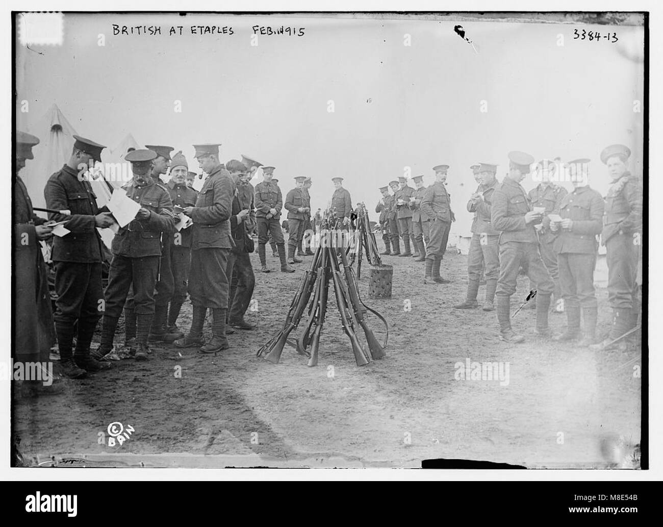 A photograph from February 1915 showing British soldiers at Etaples ...