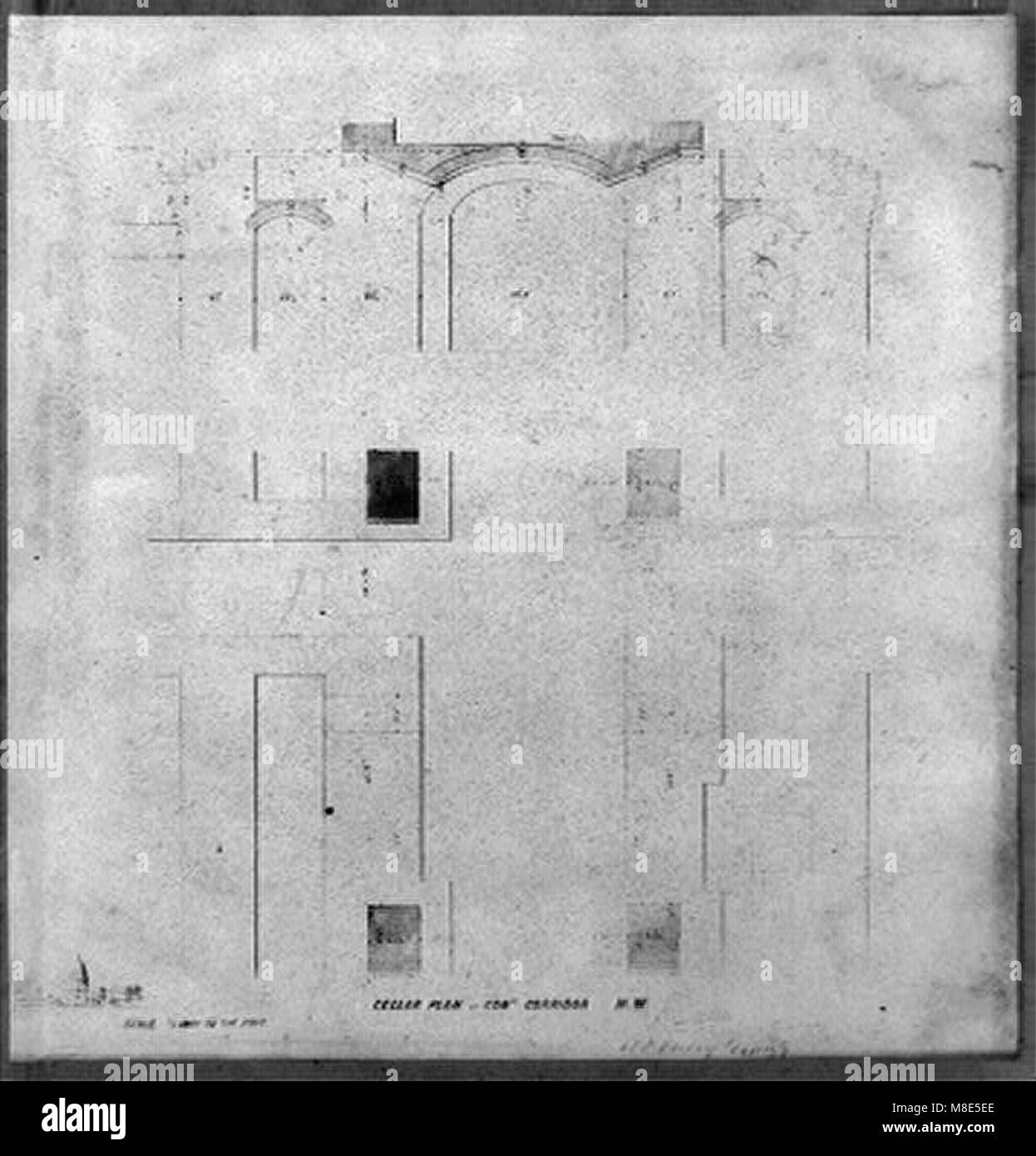 This architectural plan illustrates the cellar and connecting corridor ...