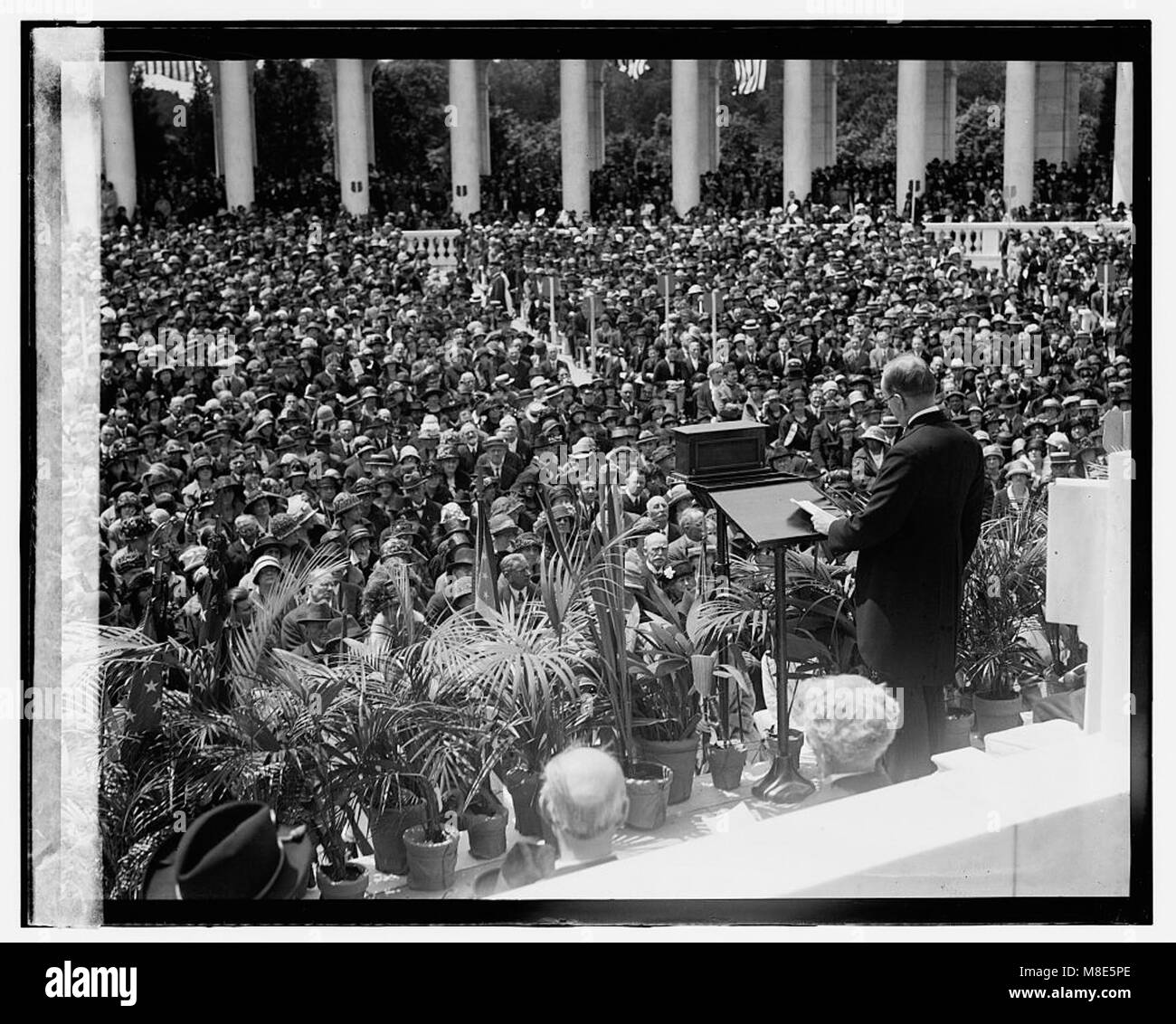 A photograph from Memorial Day 1924 at Arlington, featuring Calvin Coolidge during a ceremonial ...