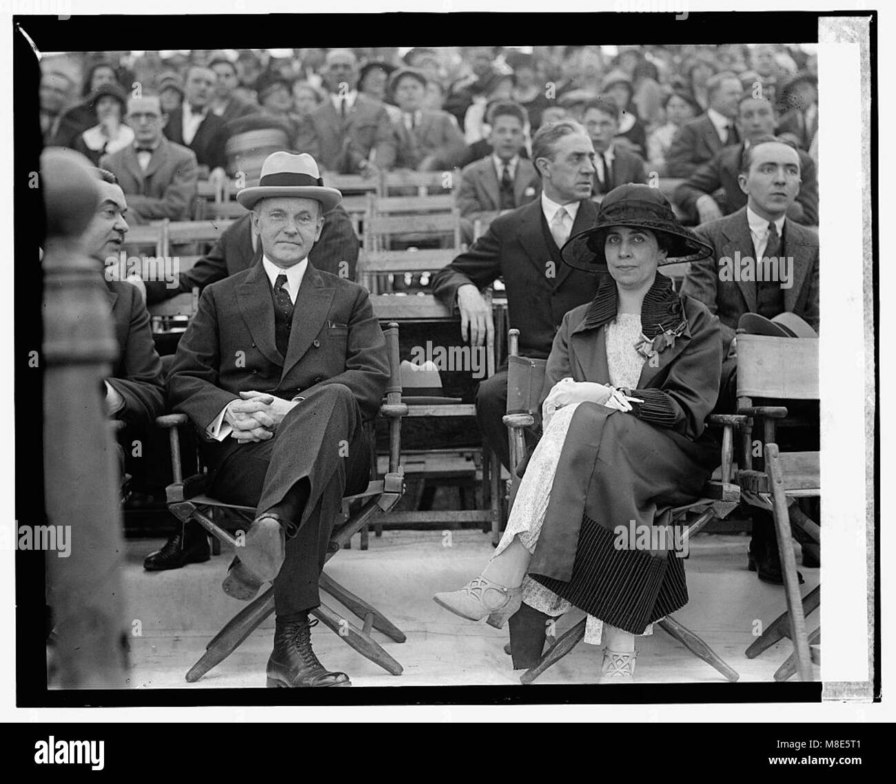 This photograph shows President Calvin Coolidge and Mrs. Coolidge attending a circus on May 13 ...