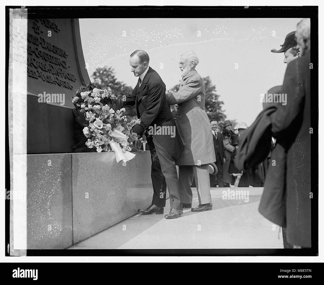 This image captures President Calvin Coolidge at Arlington National Cemetery on May 25, 1924, a ...