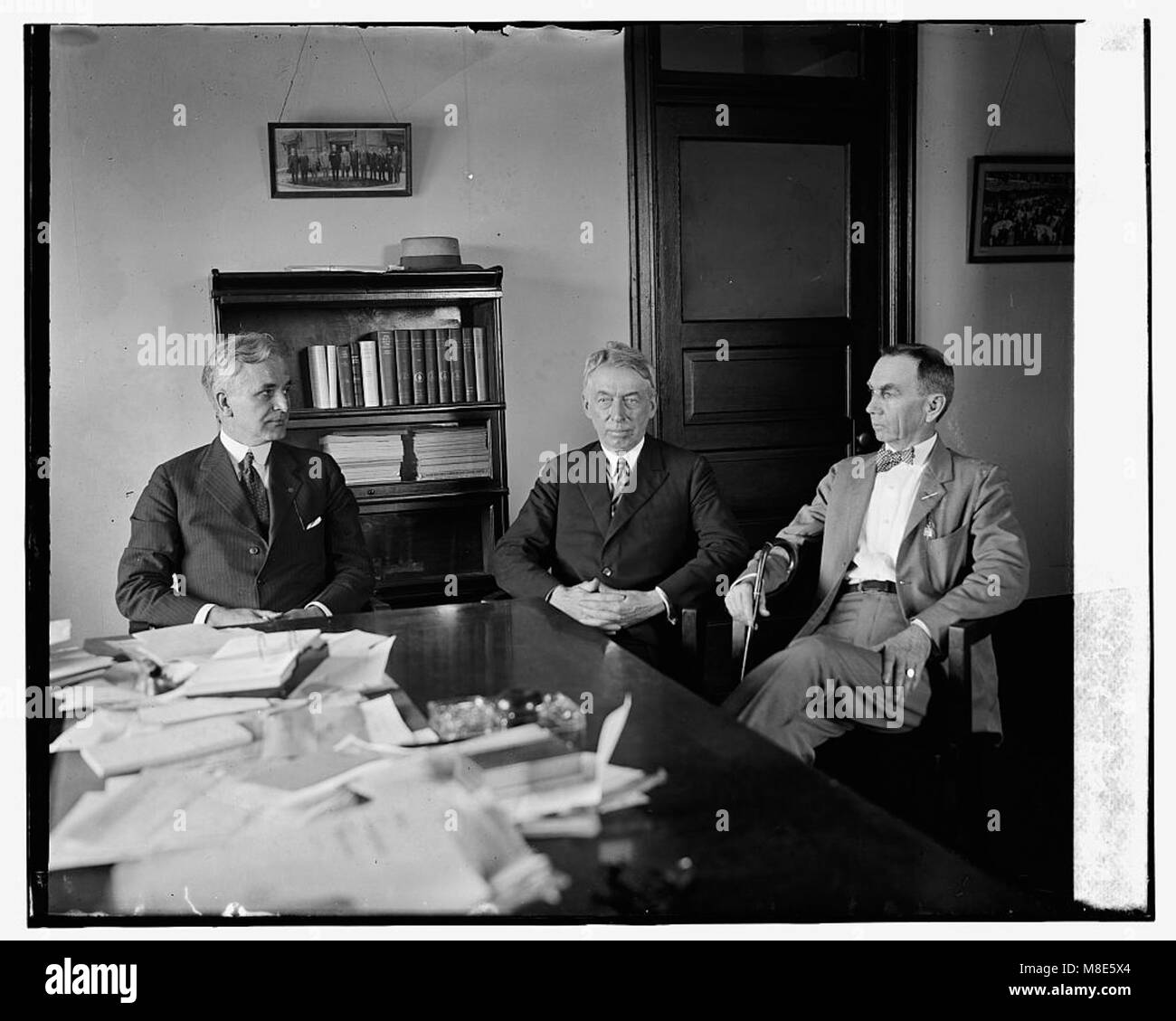 A photograph of Cordell Hull, C.L. Shaver, and Daniel Roper, captured ...