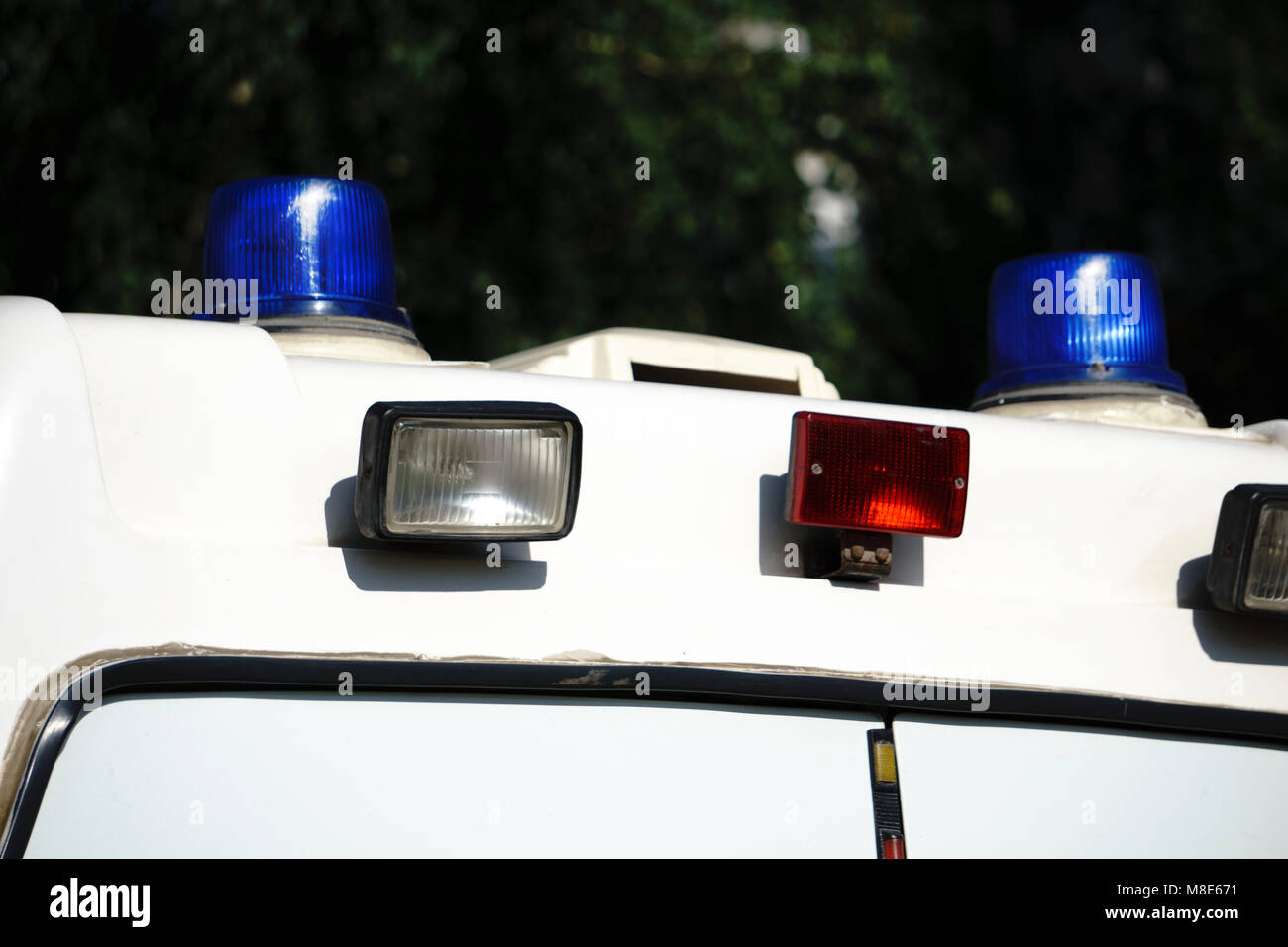 Police strobe Studio photography. Emergency light blue rotating beacon ...