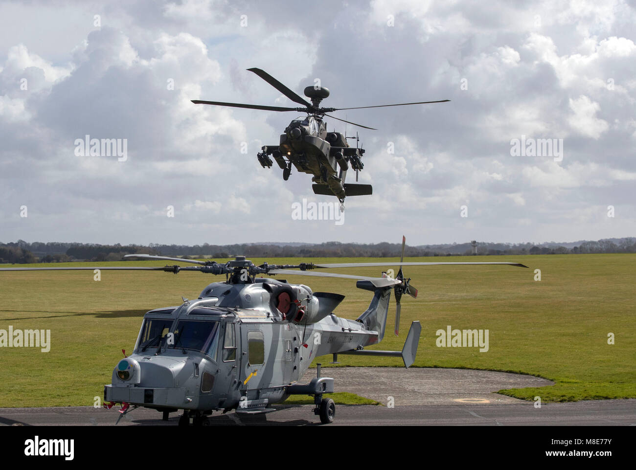 Prince Harry watches a Helicopter display at the Army Aviation Centre ...