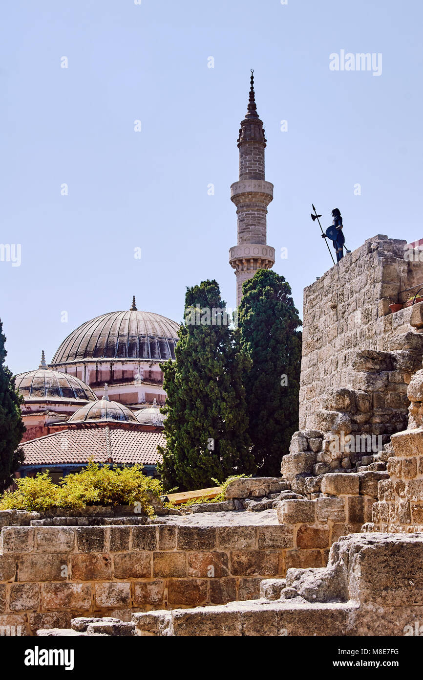 Turkish mosque with minaret in Rhodes, Greece Stock Photo - Alamy