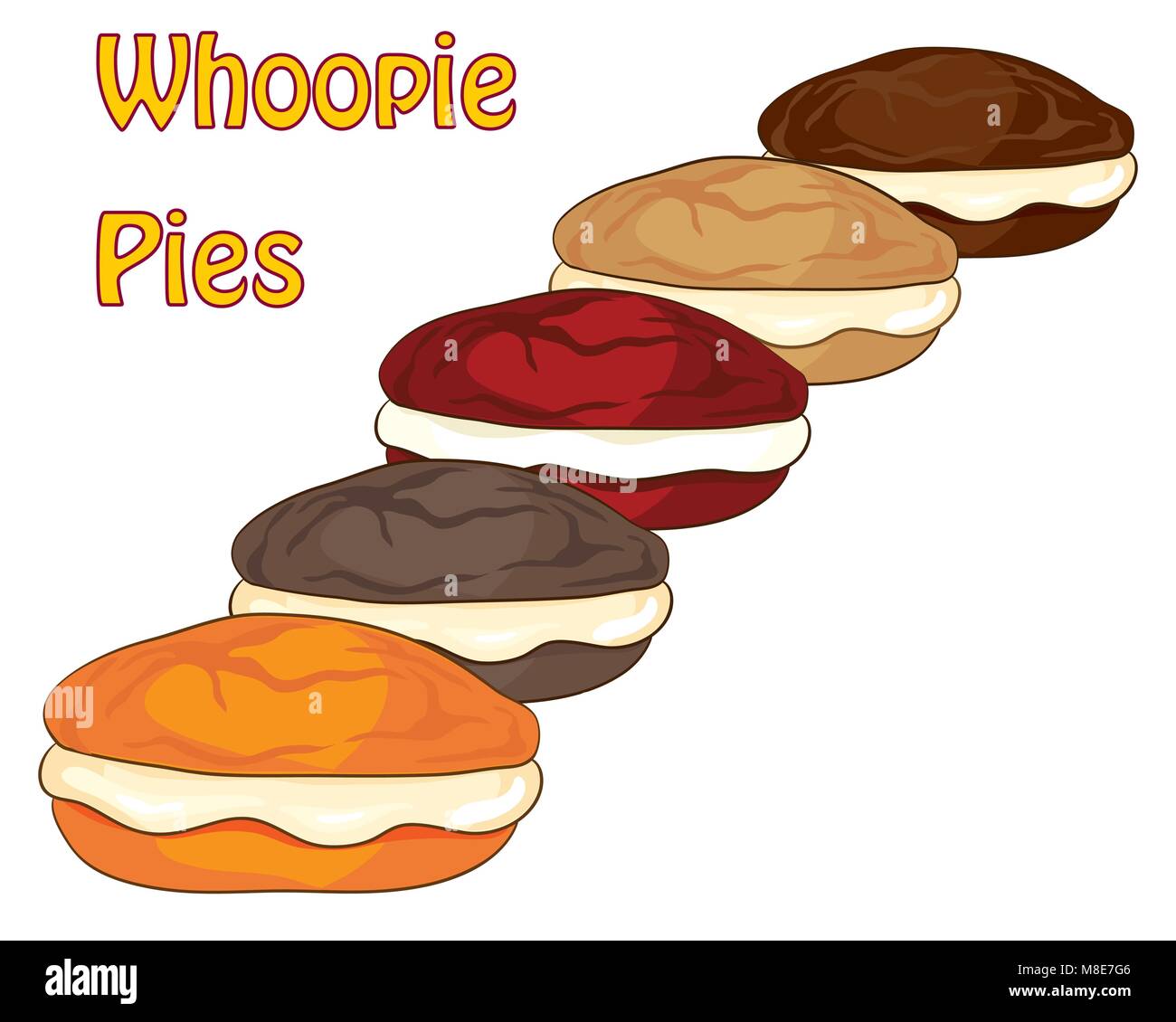 a vector illustration in eps format of varied whoopie pies on a white ...