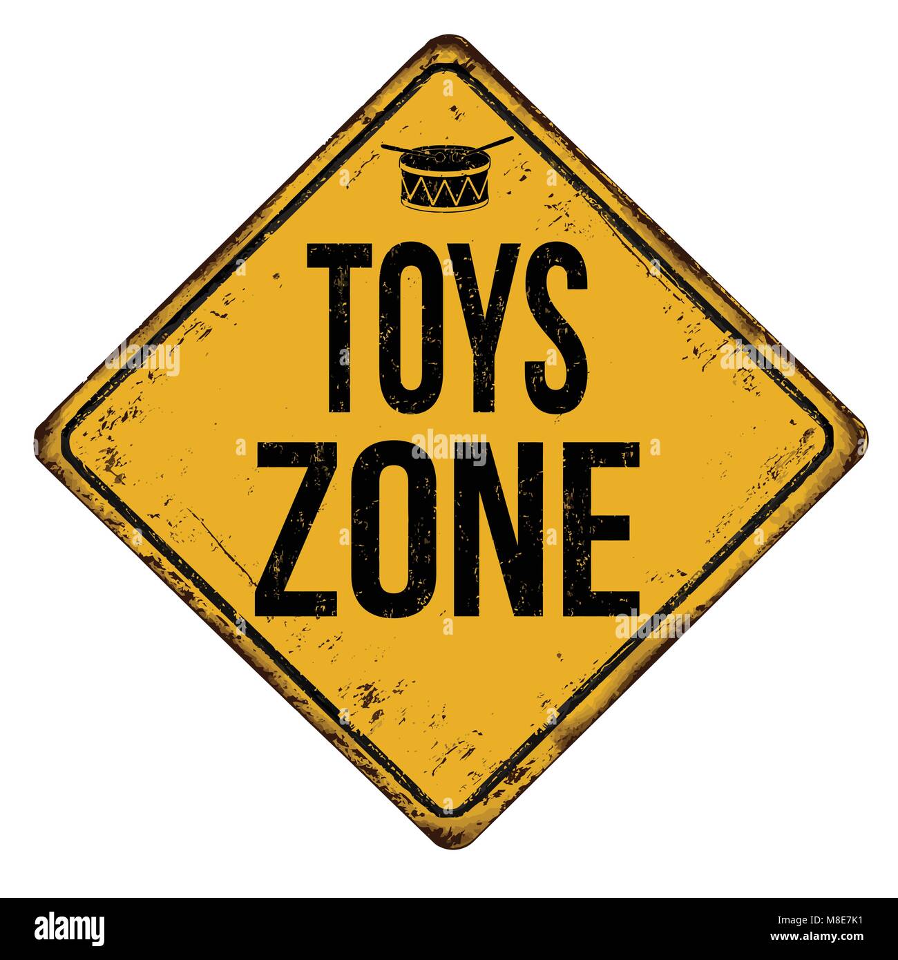 Toys zone vintage rusty metal sign on a white background, vector ...