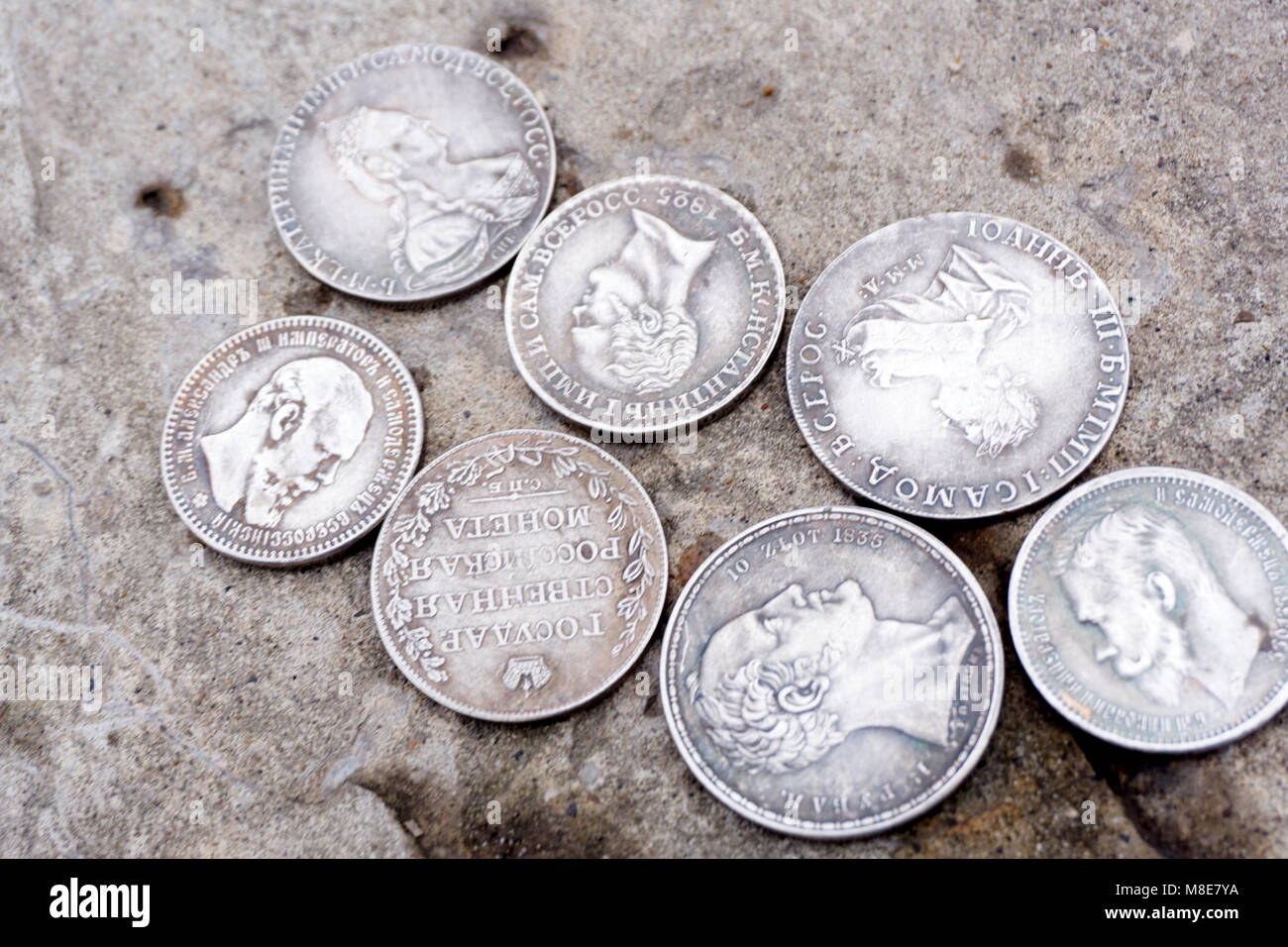 Old Russian money and coins Stock Photo - Alamy