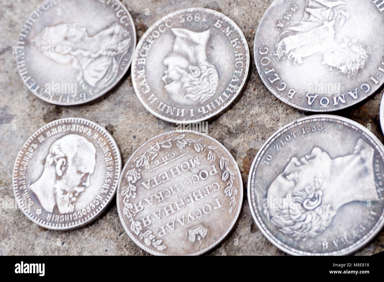 A collection of ancient Roman coins mainly of the Roman emperor ...