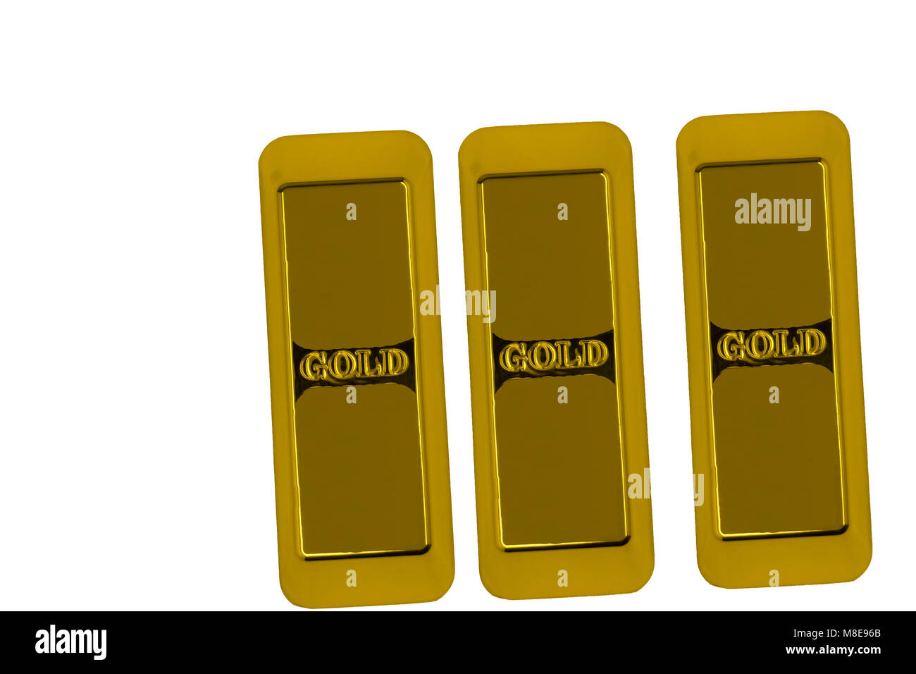 three gold bar treasure isolate Stock Photo - Alamy