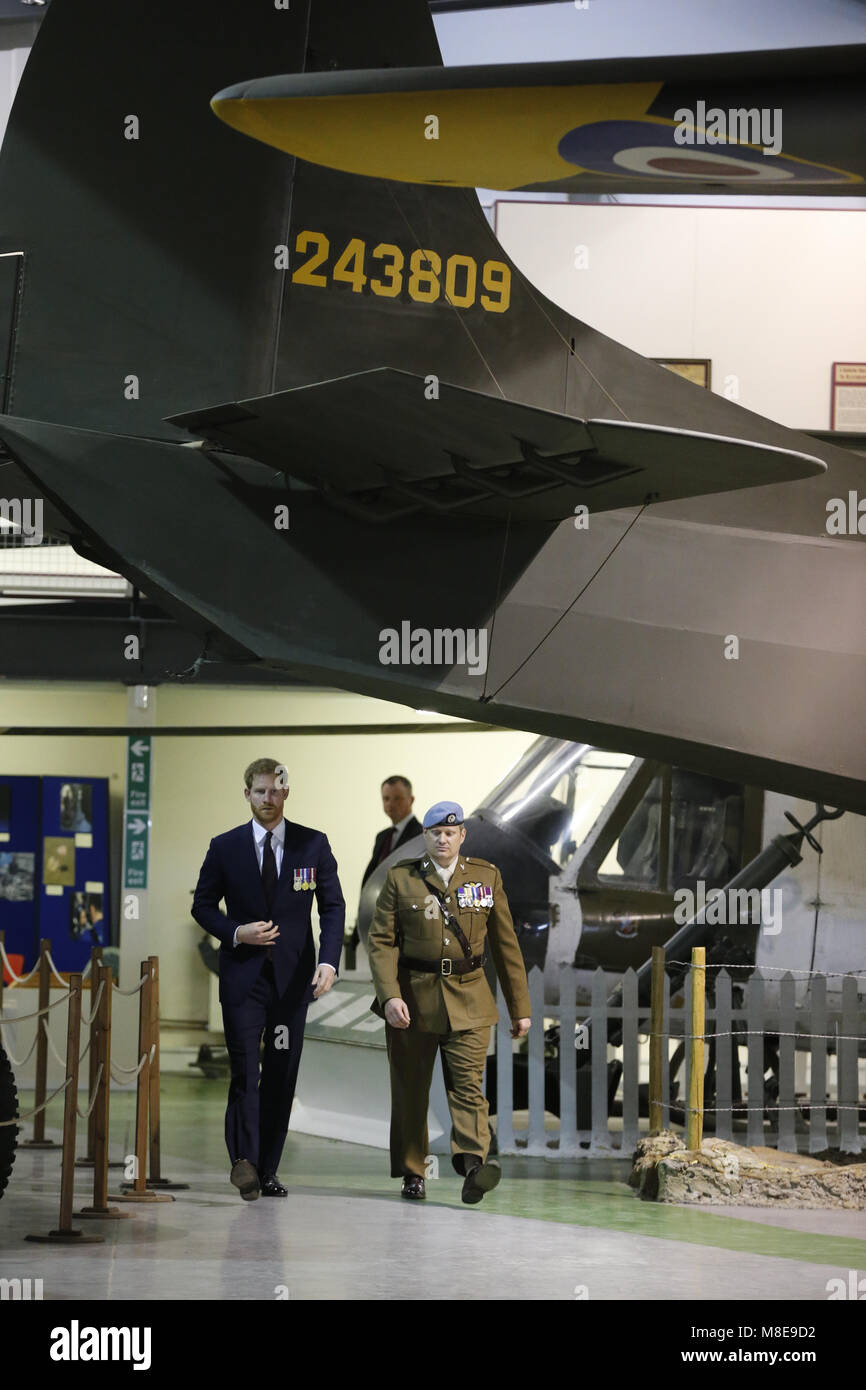 Prince Harry (left) during a visit to the Army Aviation Centre in ...