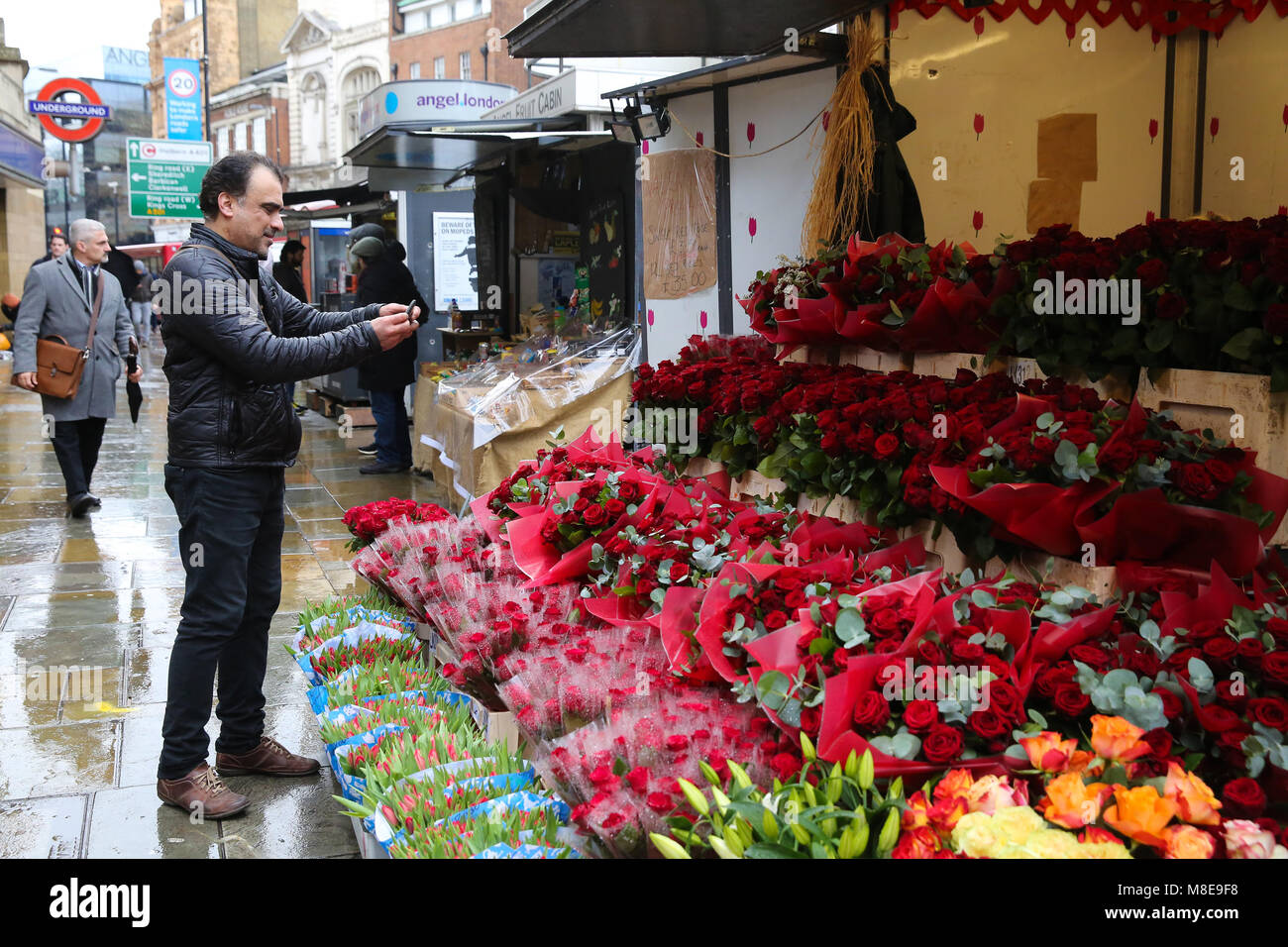 Bunches of roses on display at the florist, Subterranean Flowers ...