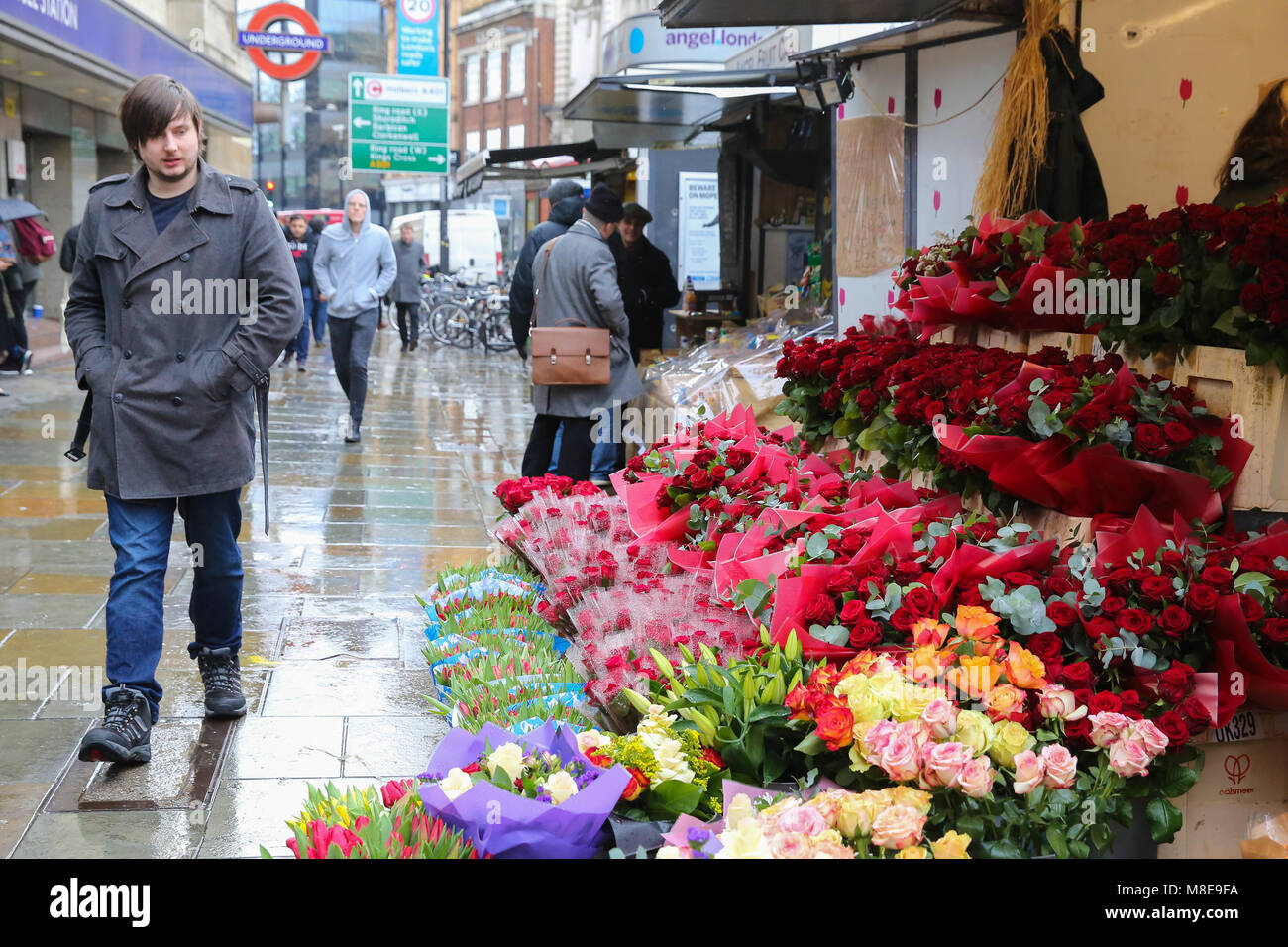 Bunches of roses on display at the florist, Subterranean Flowers ...