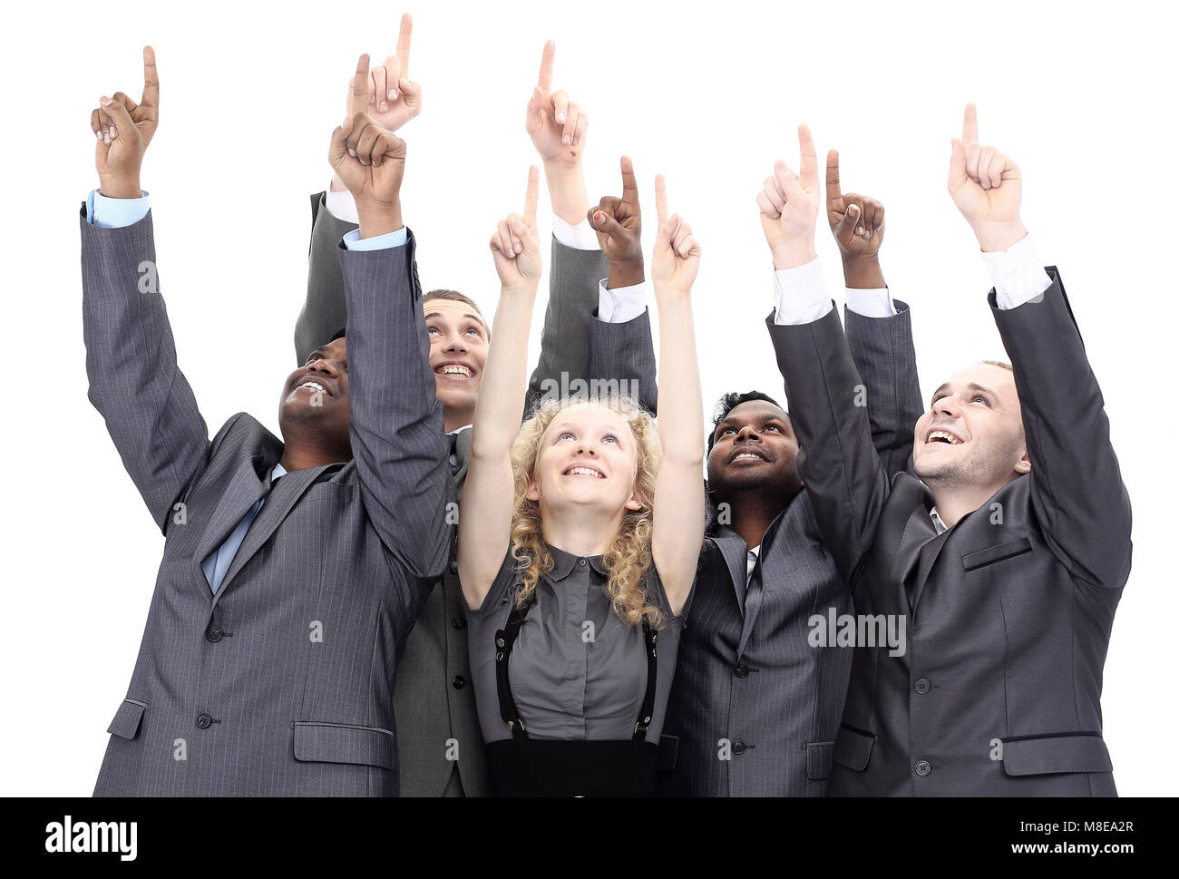 closeup.international business team showing up at copy space Stock ...