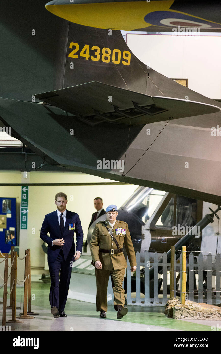 Prince Harry (left) during a visit to the Army Aviation Centre in ...