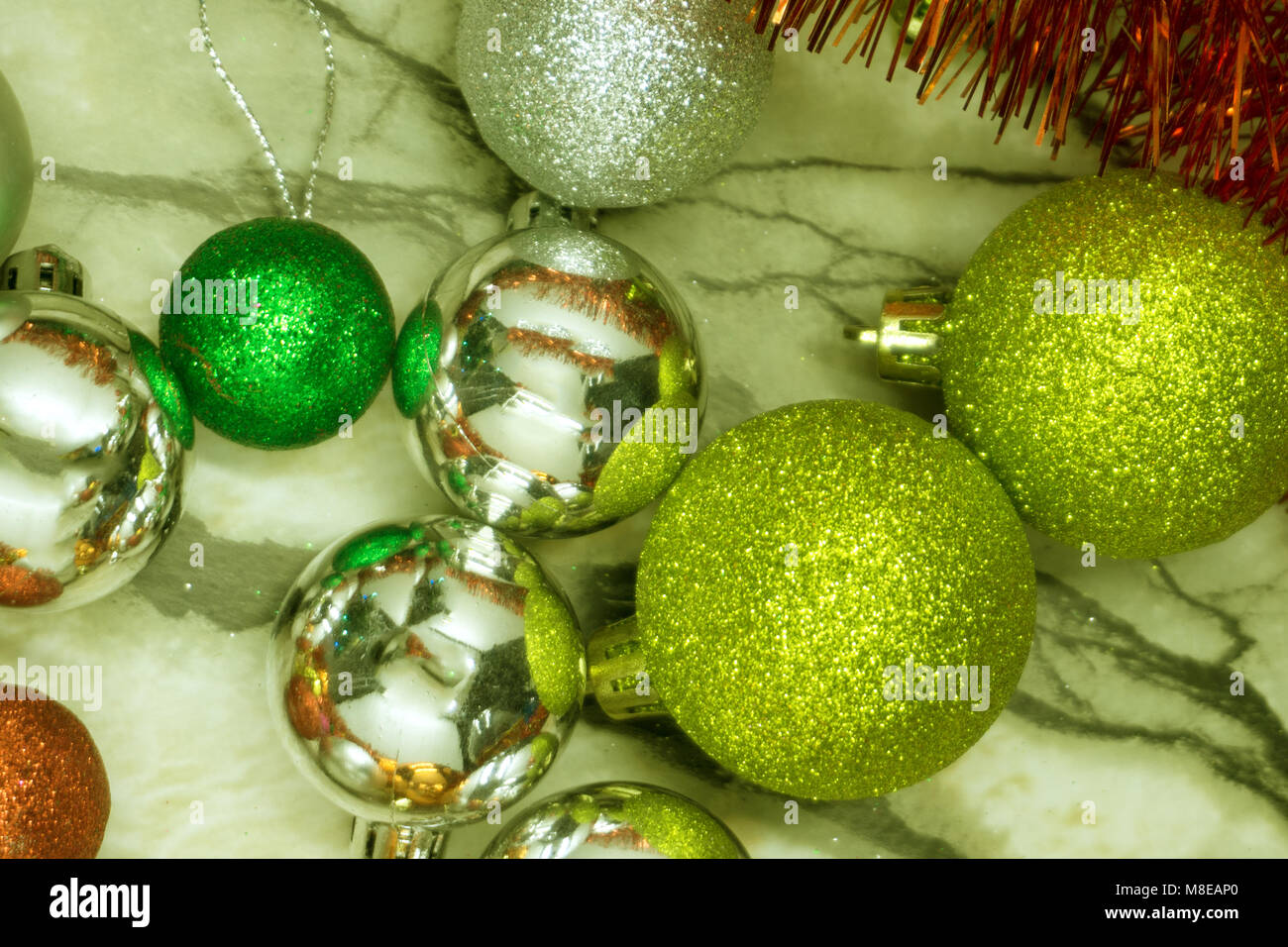 Round decorating Christmas , metallic balls Stock Photo - Alamy
