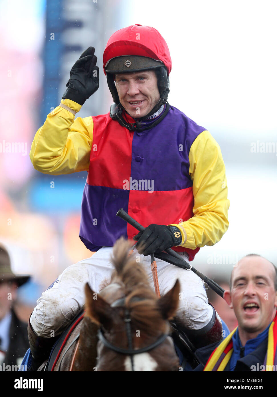 Jockey Richard Johnson celebrates winning the Timico Cheltenham Gold ...