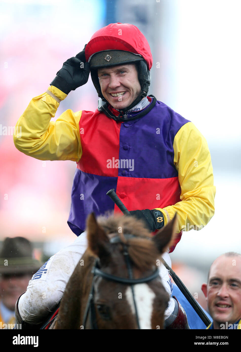 Jockey Richard Johnson celebrates winning the Timico Cheltenham Gold ...