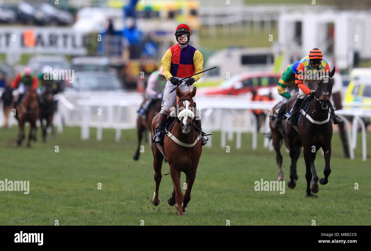 Richard Johnson on Native River celebrates winning the Timico ...