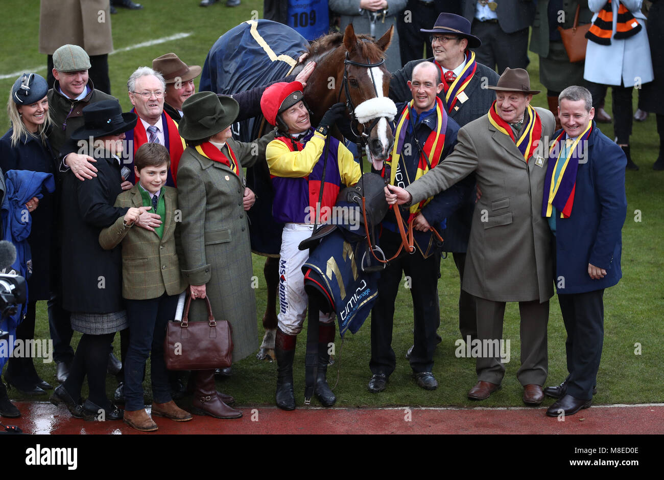 Jockey Richard Johnson and horse Native River celebrate winning the ...