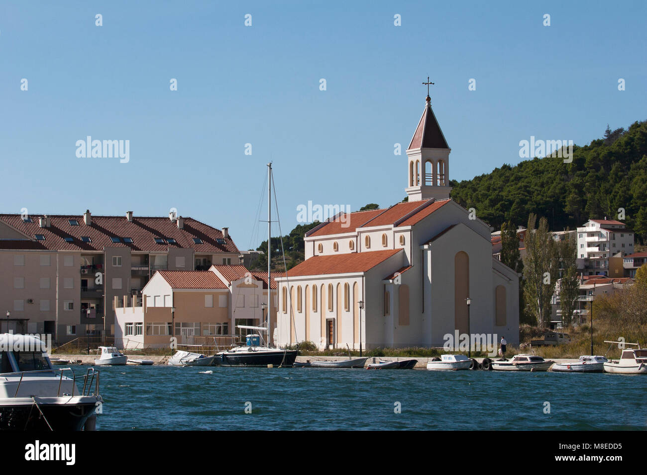 New church of St Peter Apostle on Priko in Omis in Croatia Stock Photo ...