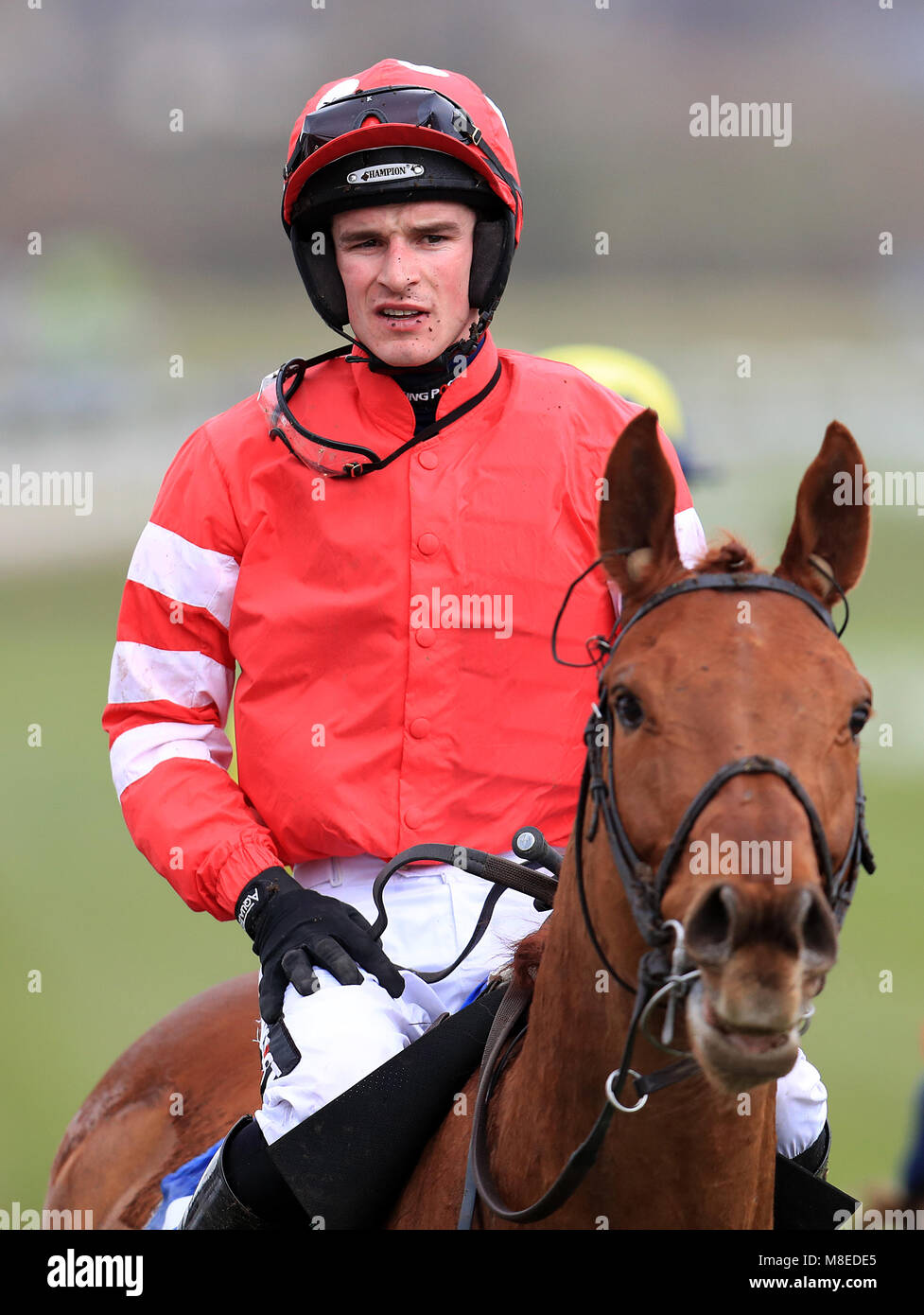 Jockey Danny Mullins after pulling up during the Coral Cup Handicap ...