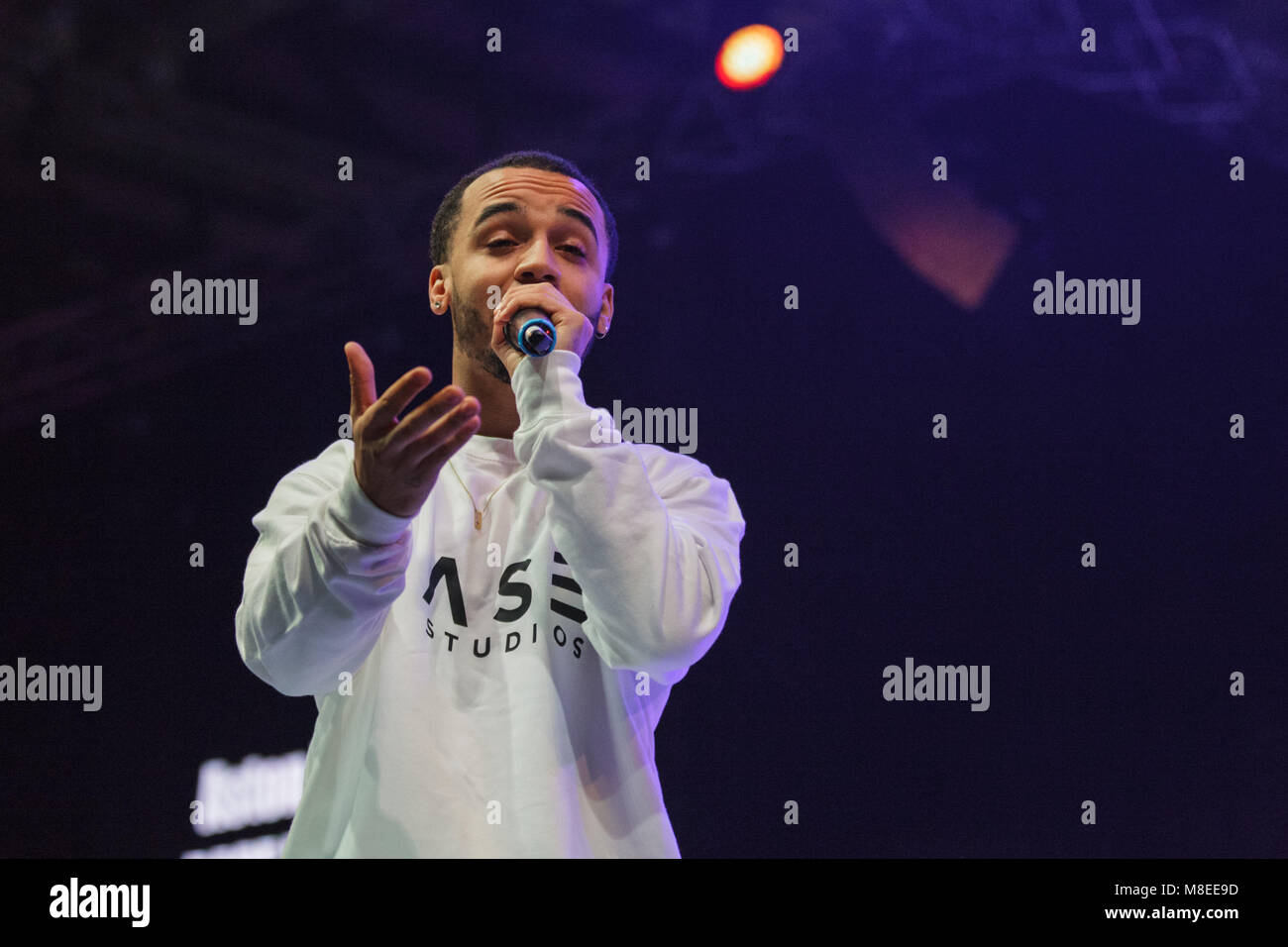 ExCel, London, 16th Mar 2018. Ex JLS singer Aston Merrygold and dancers ...