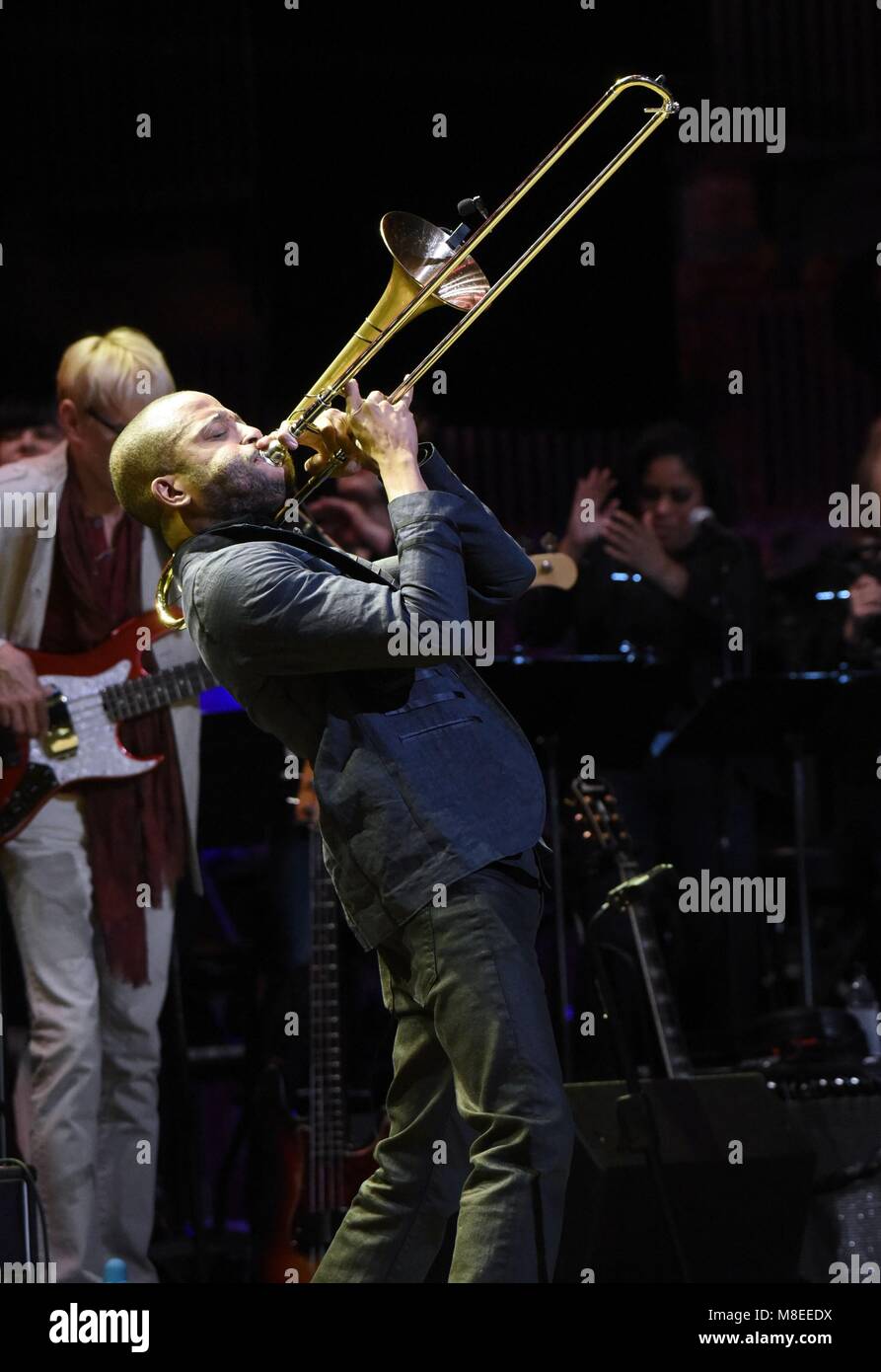 New York, NY, USA. 15th Mar, 2018. Troy Andrews, Trombone Shorty in ...