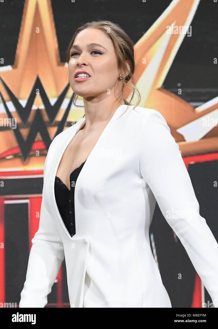 East Rutherford, NJ, USA. 16th Mar, 2018. Ronda Rousey at the press ...