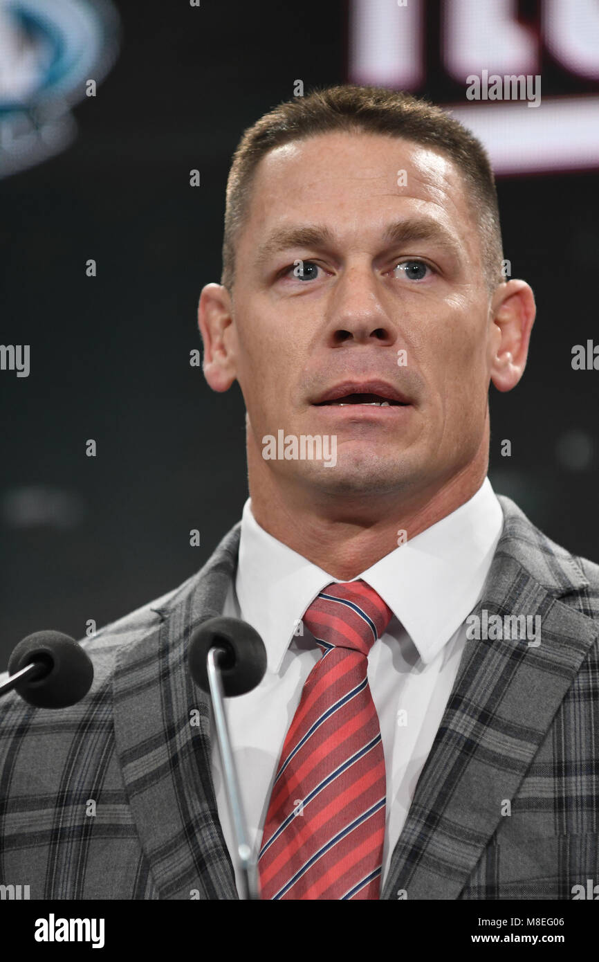East Rutherford, NJ, USA. 16th Mar, 2018. John Cena at the press ...