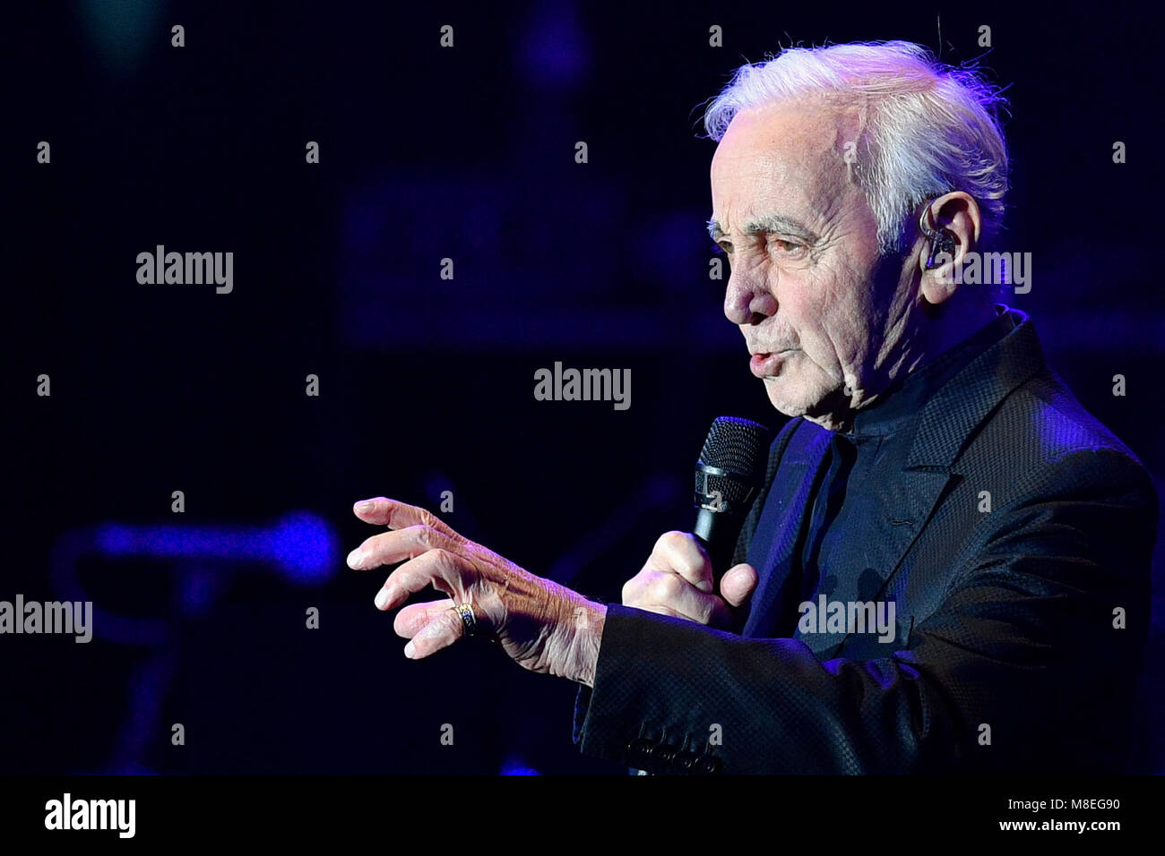 Prague, Czech Republic. 16th Mar, 2018. French singer Charles Aznavour ...