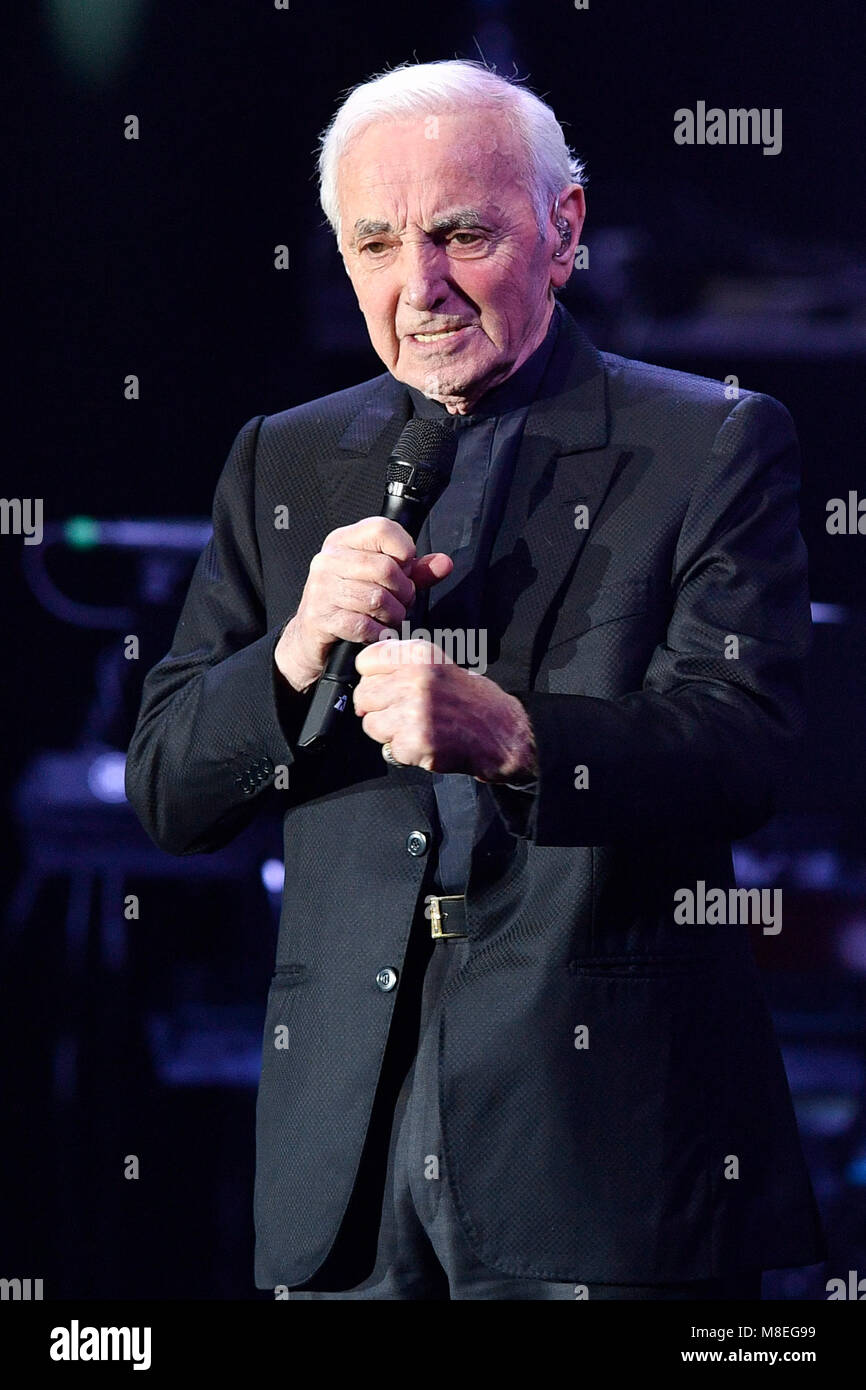 Prague, Czech Republic. 16th Mar, 2018. French singer Charles Aznavour ...
