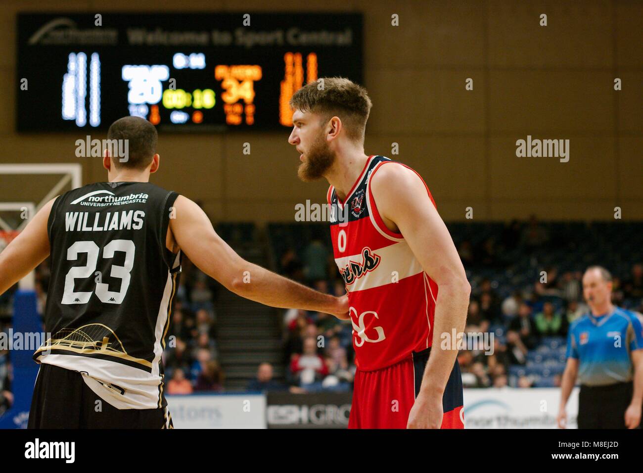 Newcastle upon Tyne, England, 16th March 2018. Kai Williams, number 23 ...
