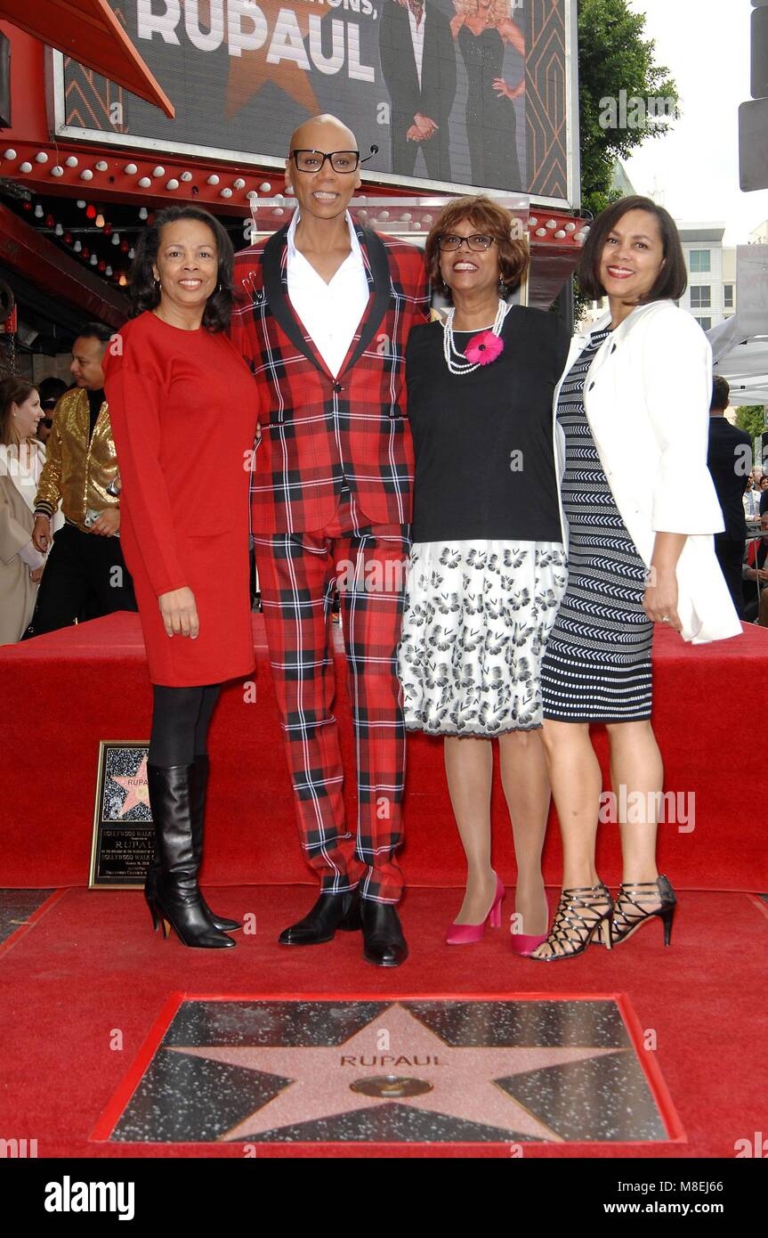 Los Angeles, CA, USA. 16th Mar, 2018. RuPaul, family at the induction ...