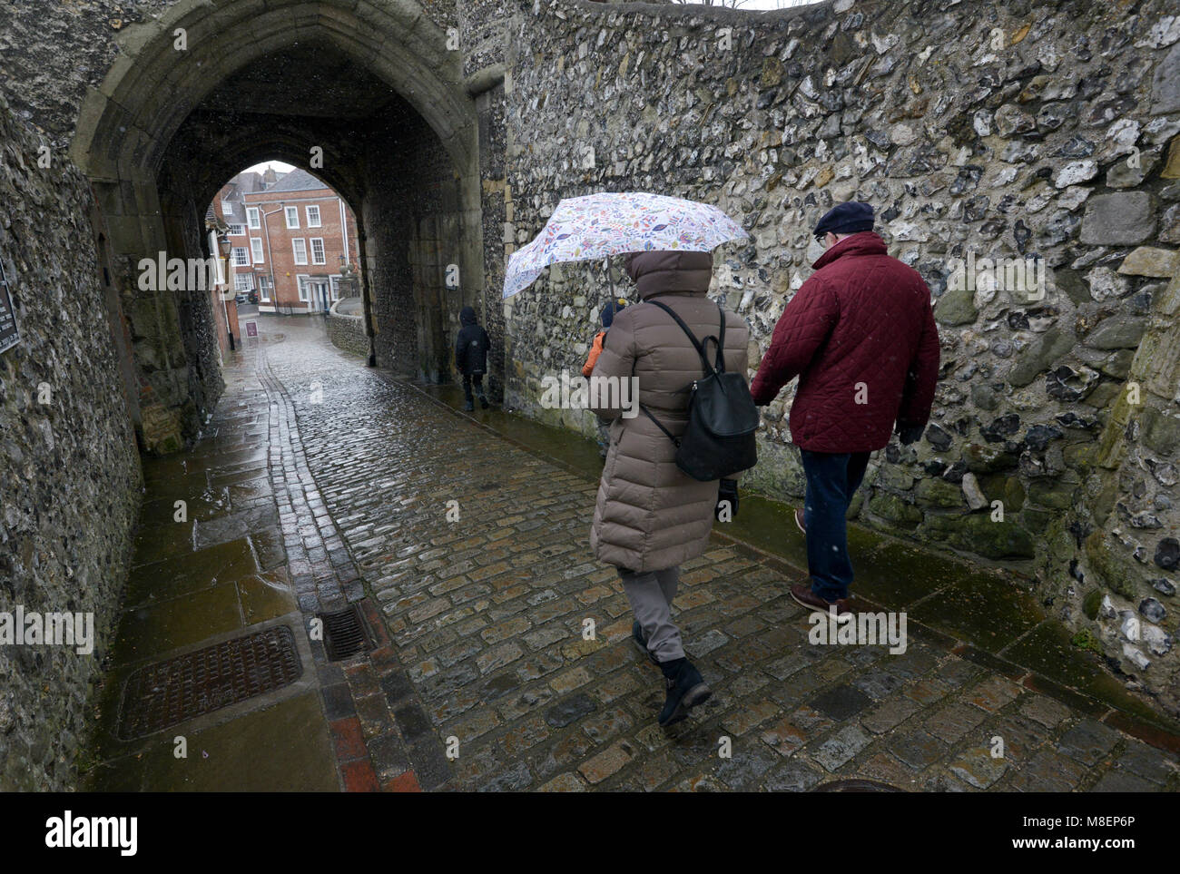 Lewes, East Sussex, UK. 17th March 2018. Snow and freezing temperatures ...