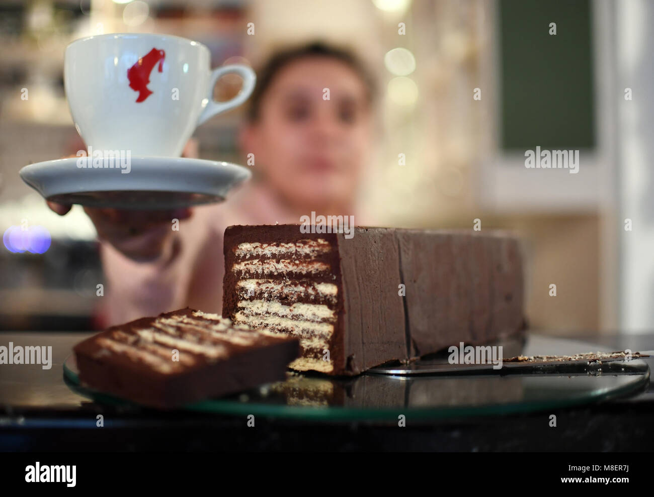 13 March 2018, Germany, Berlin: A cake, known as 'Kalter Hund' (lit ...