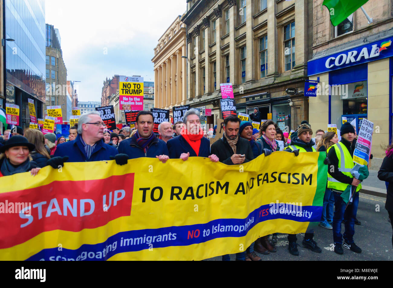 Glasgow, Scotland, UK. 17th March, 2018: Anti-racism protesters on the ...