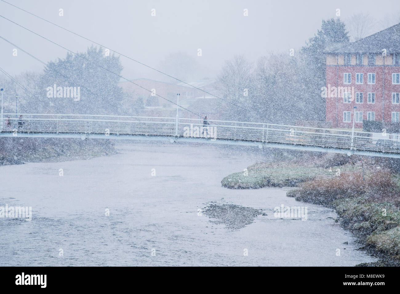Aberystwyth Wales UK. Saturday 17 March 2018 UK Weather: Snow flurries ...