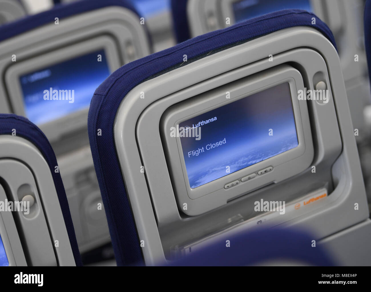 14 March 2018, Germany, Frankfurt: The writing on the monitor on the ...